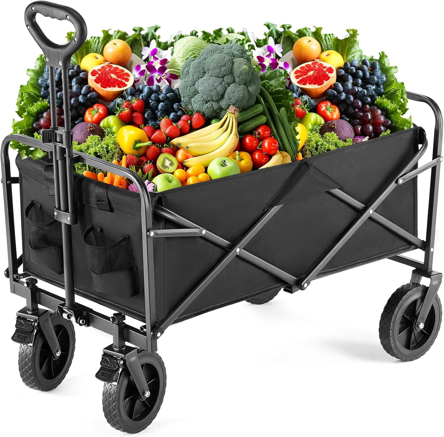 Lightweight Foldable Wagon Cart,Foldable Grocery Cart with All Terrain ...