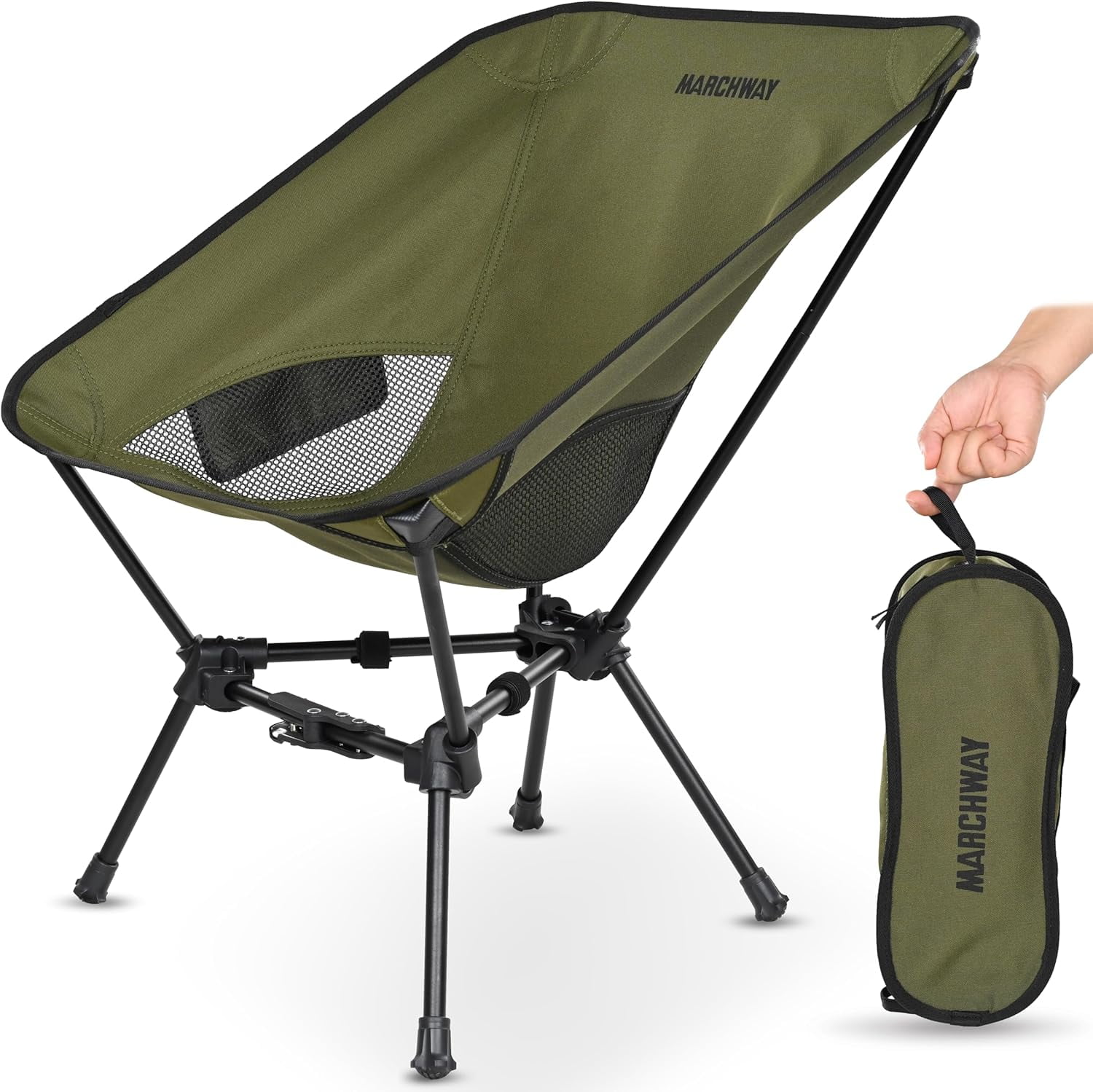 Lightweight Folding High Back Camping Chair with Head Support, Stable ...