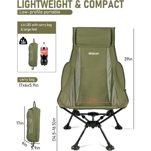 Lightweight Folding High Back Camping Chair with Head Support - Walmart.com