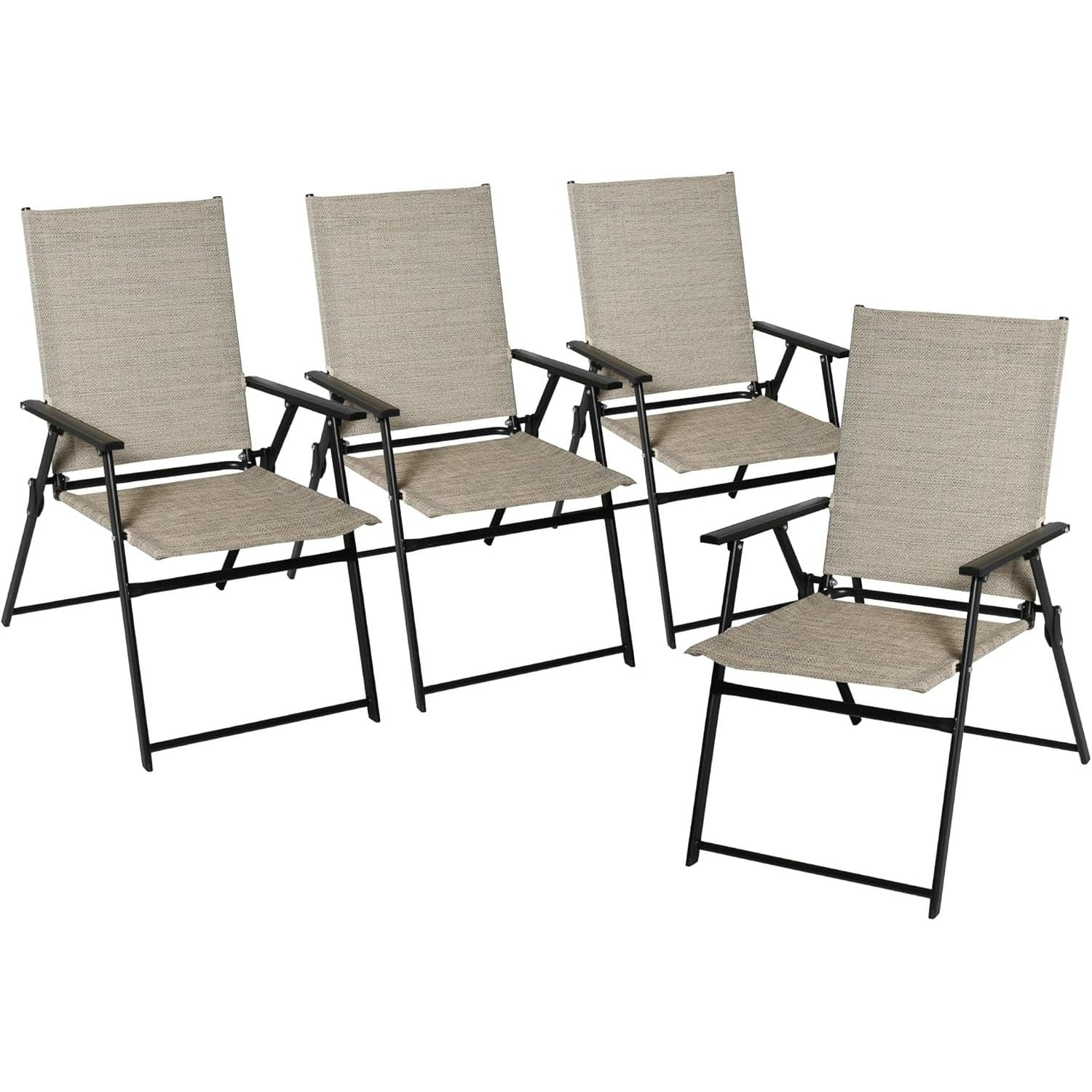 Lightweight Folding Patio Dining Sling Chairs Set of 4 with High Back ...