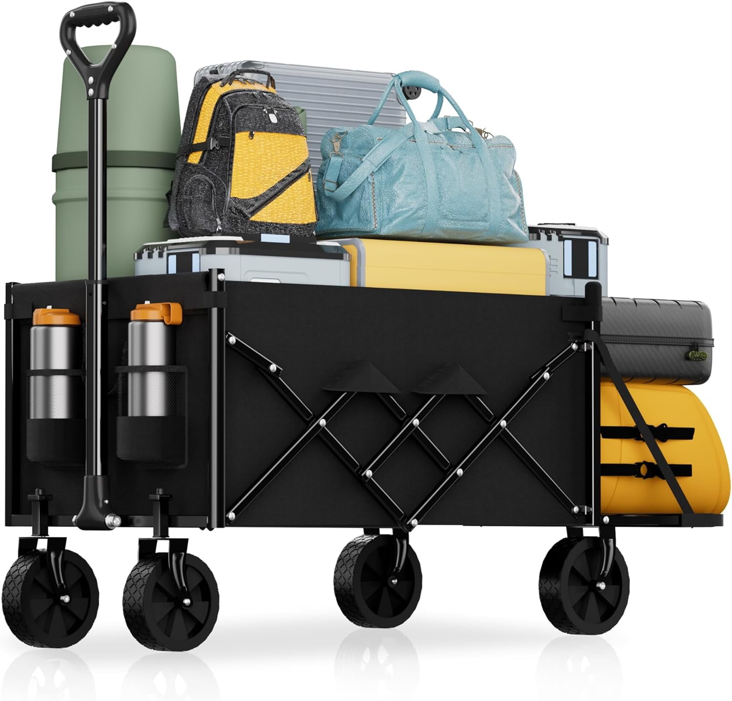 Lightweight Folding Wagon with Extended Tailgate, Large Capacity ...