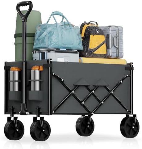 Lightweight Folding Wagon, Large Capacity Collapsible Grocery Cart on ...