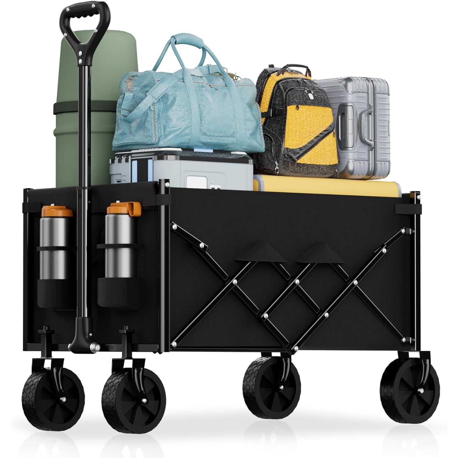 Lightweight Folding Wagon, Large Capacity Collapsible Grocery Cart on ...