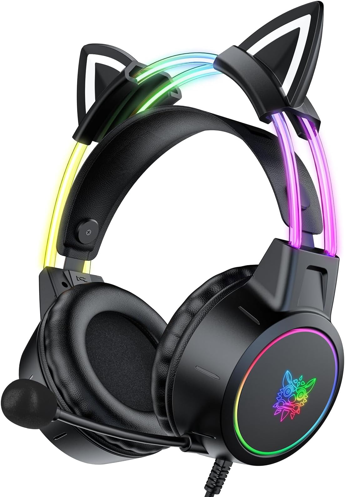 Lightweight Gaming Headset with Detachable Ears, RGB Lighting, Wired ...
