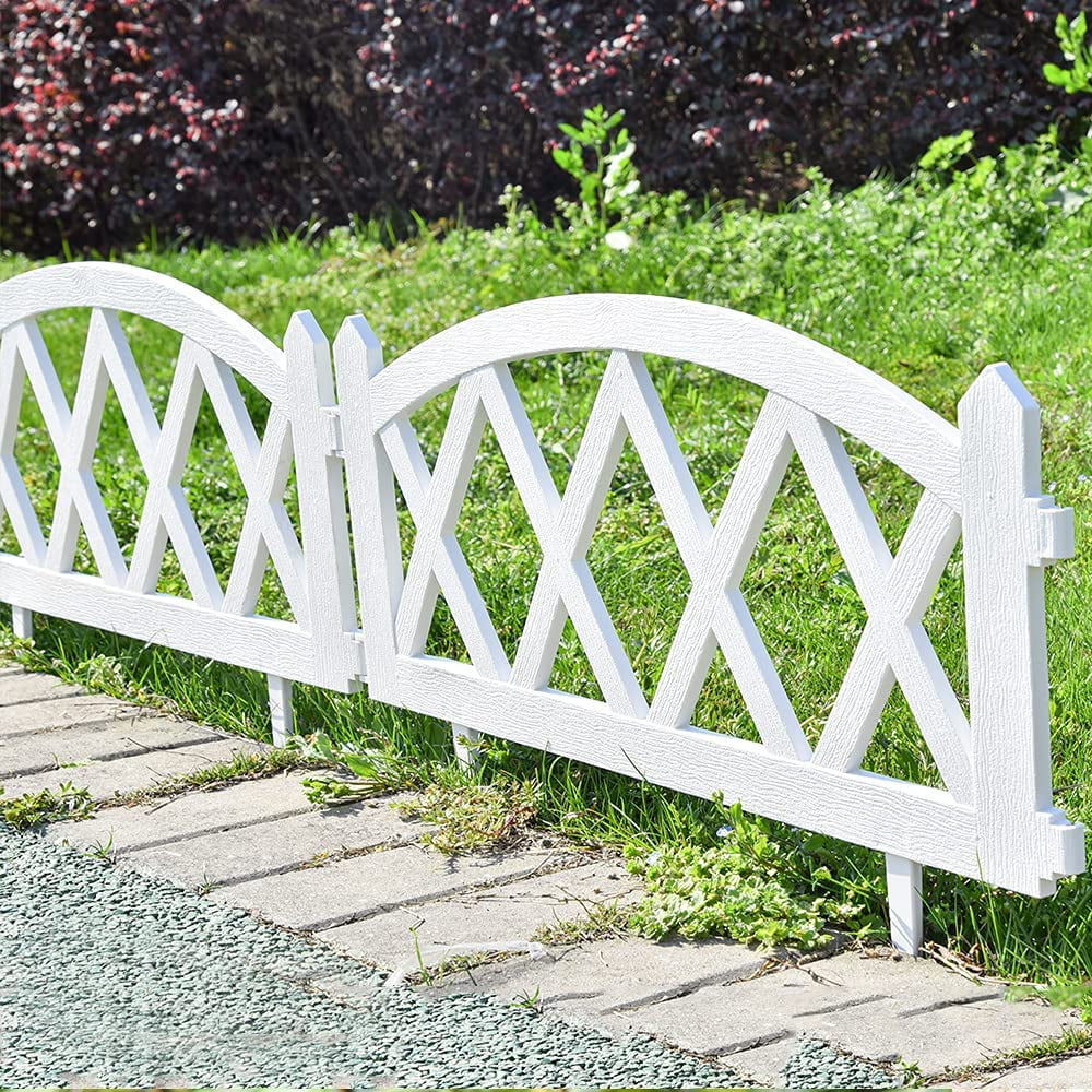 Lightweight Garden Plastic Picket Fence, Concise White with 94.5 Inch ...