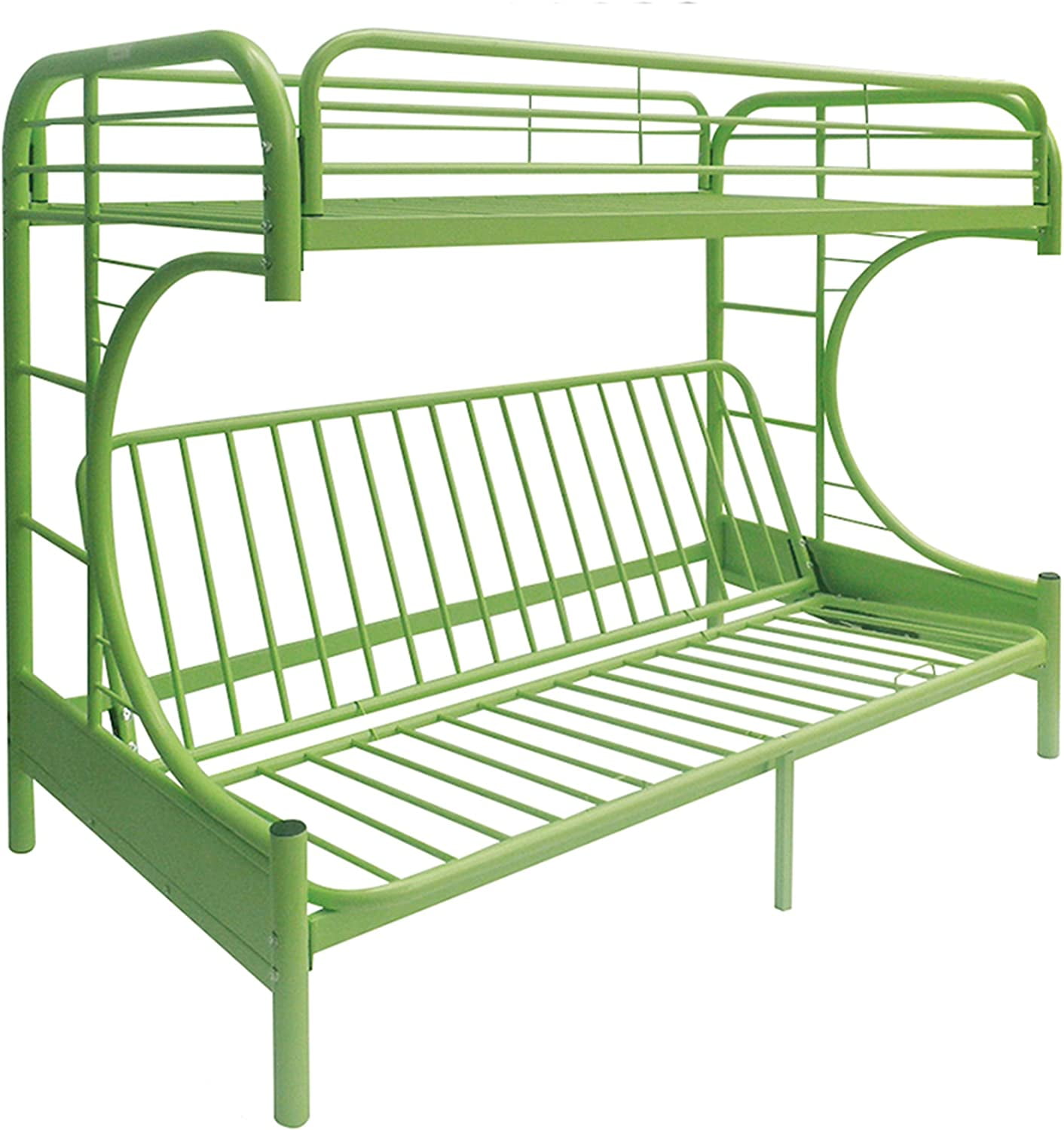 Lightweight Green /Full Futon Bunk Bed with Ladders, Slat System, and ...