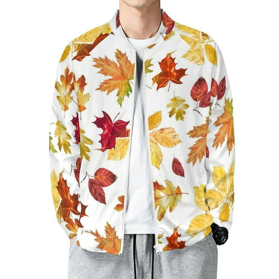 Lightweight Jacket for Men - Autumn Leaves 1 Zip Up Bomber Jacket Men ...