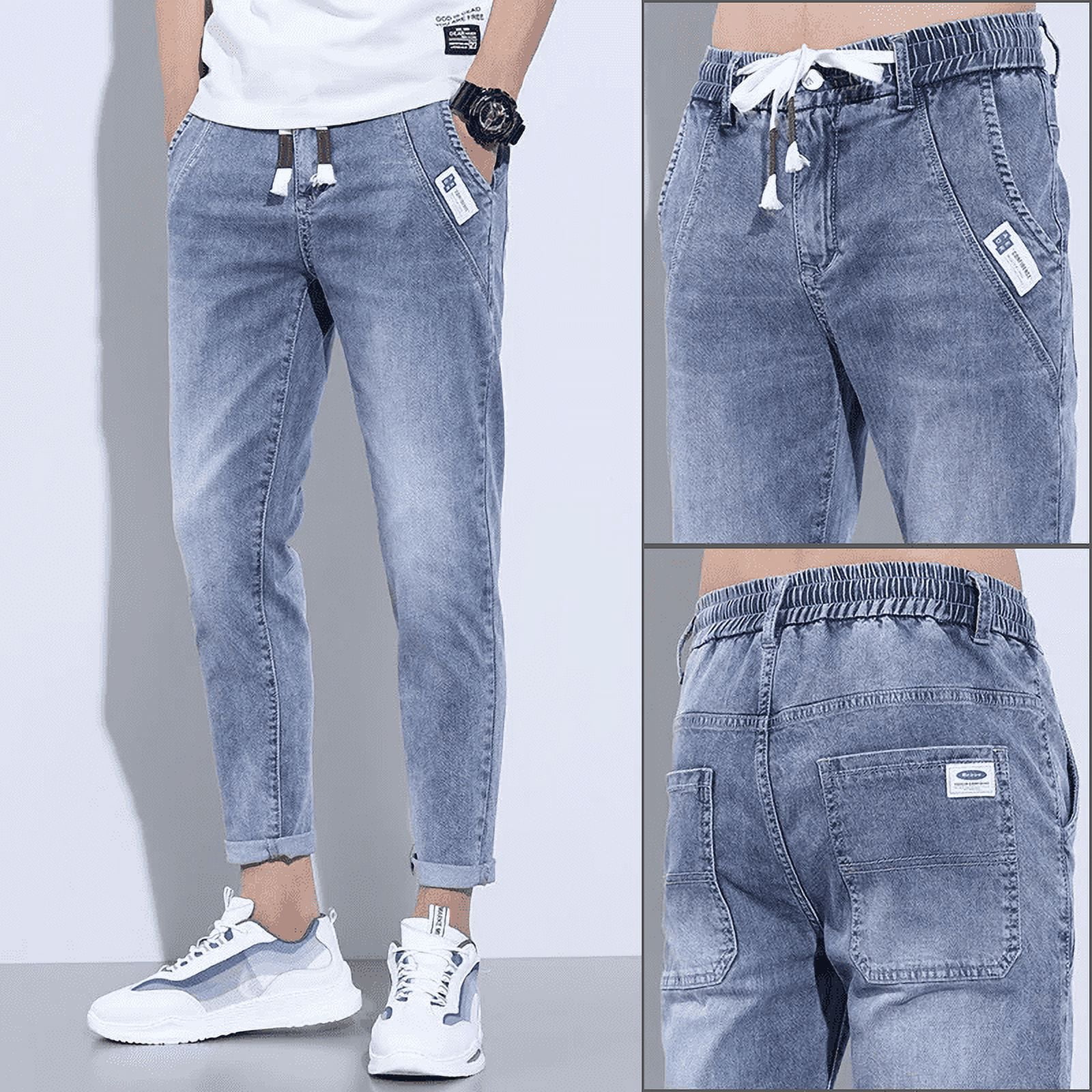 Lightweight Jeans Men's Slim Fit Denim New Casual Pants Summer Loose ...