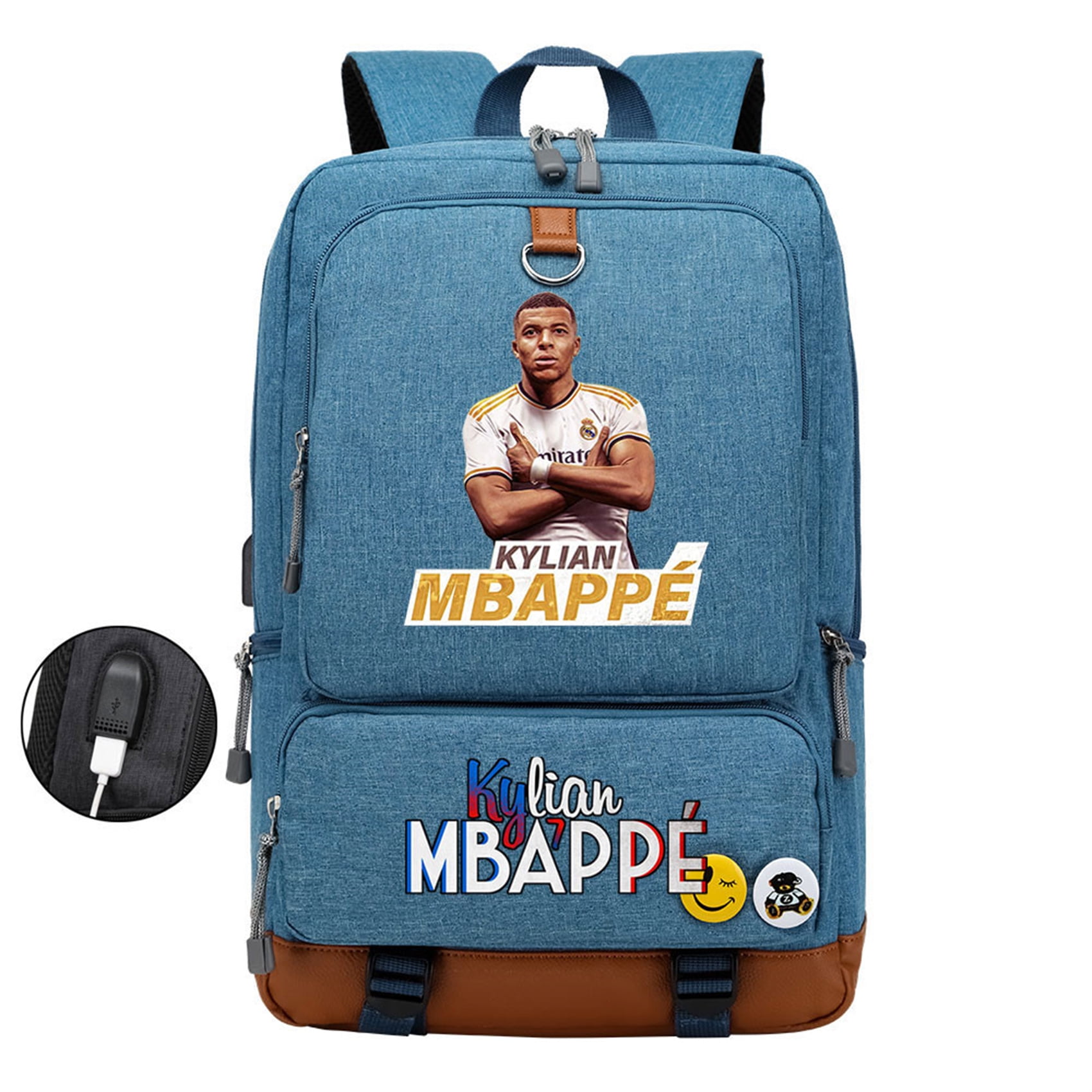Lightweight Kylian Mbappe Backpack with USB Charging Port Casual Travel ...
