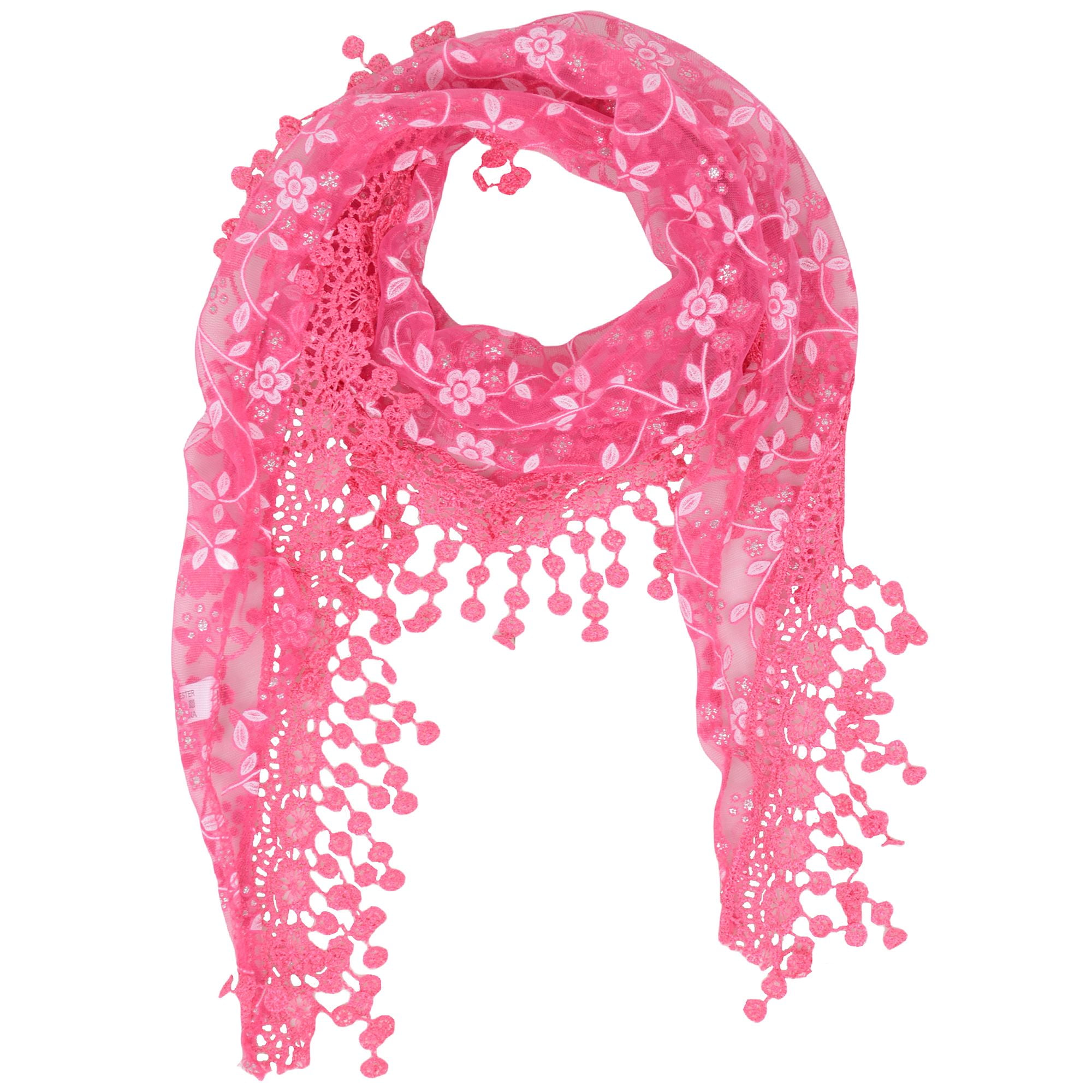 Lightweight Lace Floral Head Scarf Fringe Triangular Shawl Scarf Wrap ...