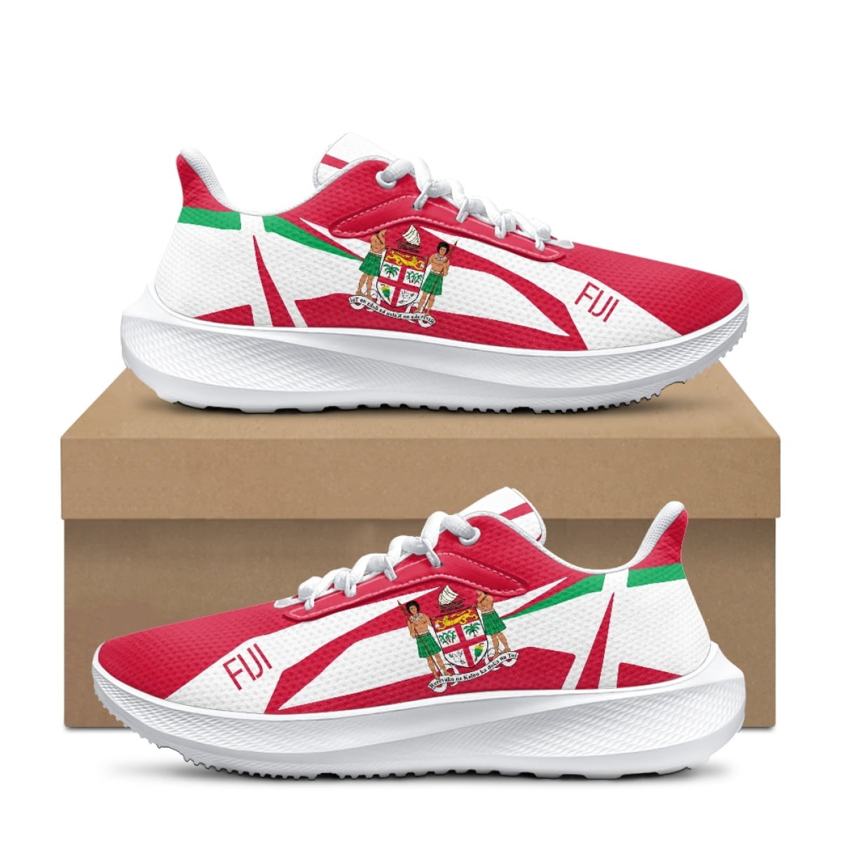 Lightweight Lace-up Running Sneakers Fiji Flag Mesh Cushion Shoes ...