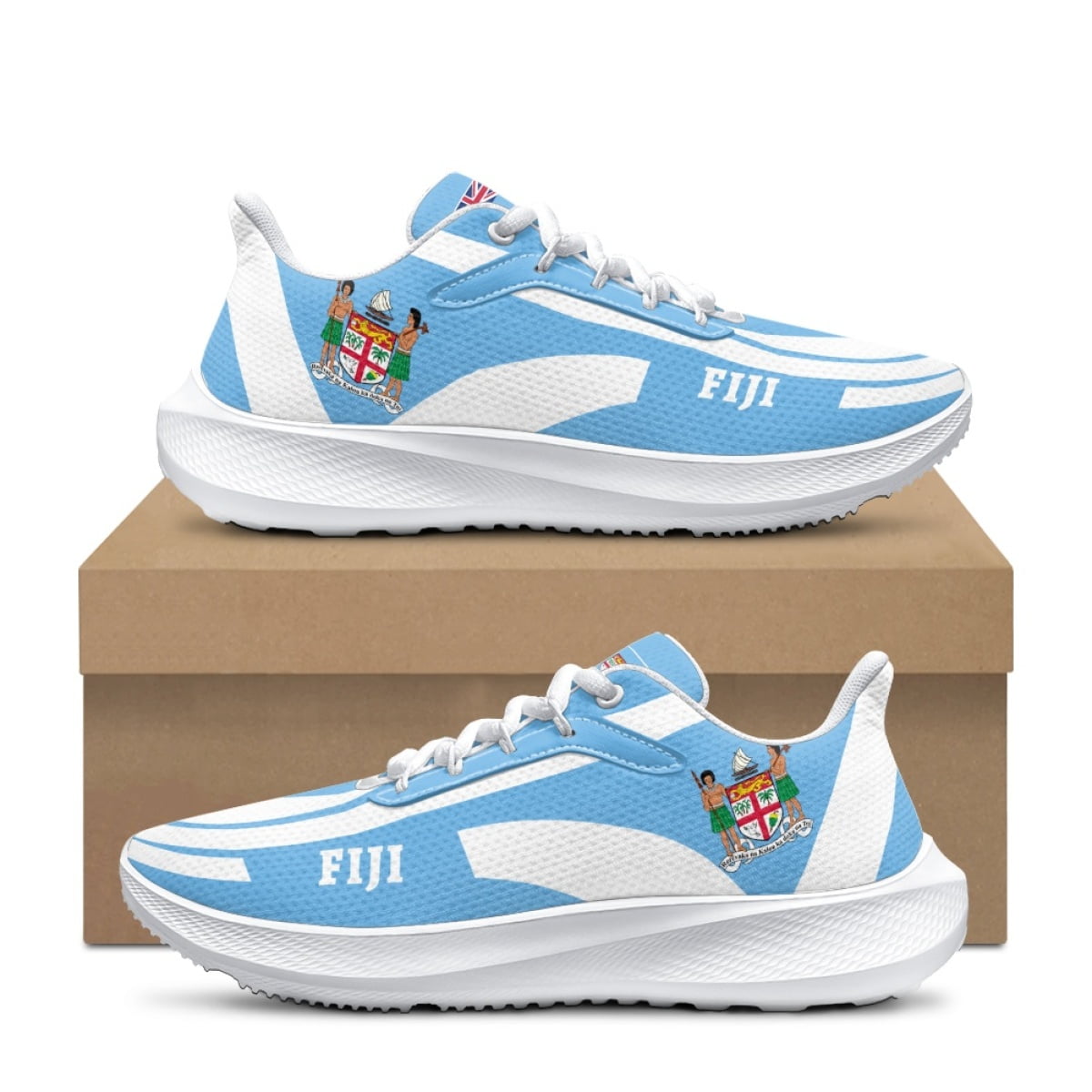 Lightweight Lace-up Running Sneakers Fiji Flag Mesh Cushion Shoes ...