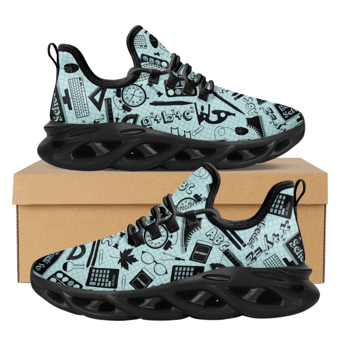 Lightweight Ladies Platform Casual Shoes Mathematical Formula Printing ...