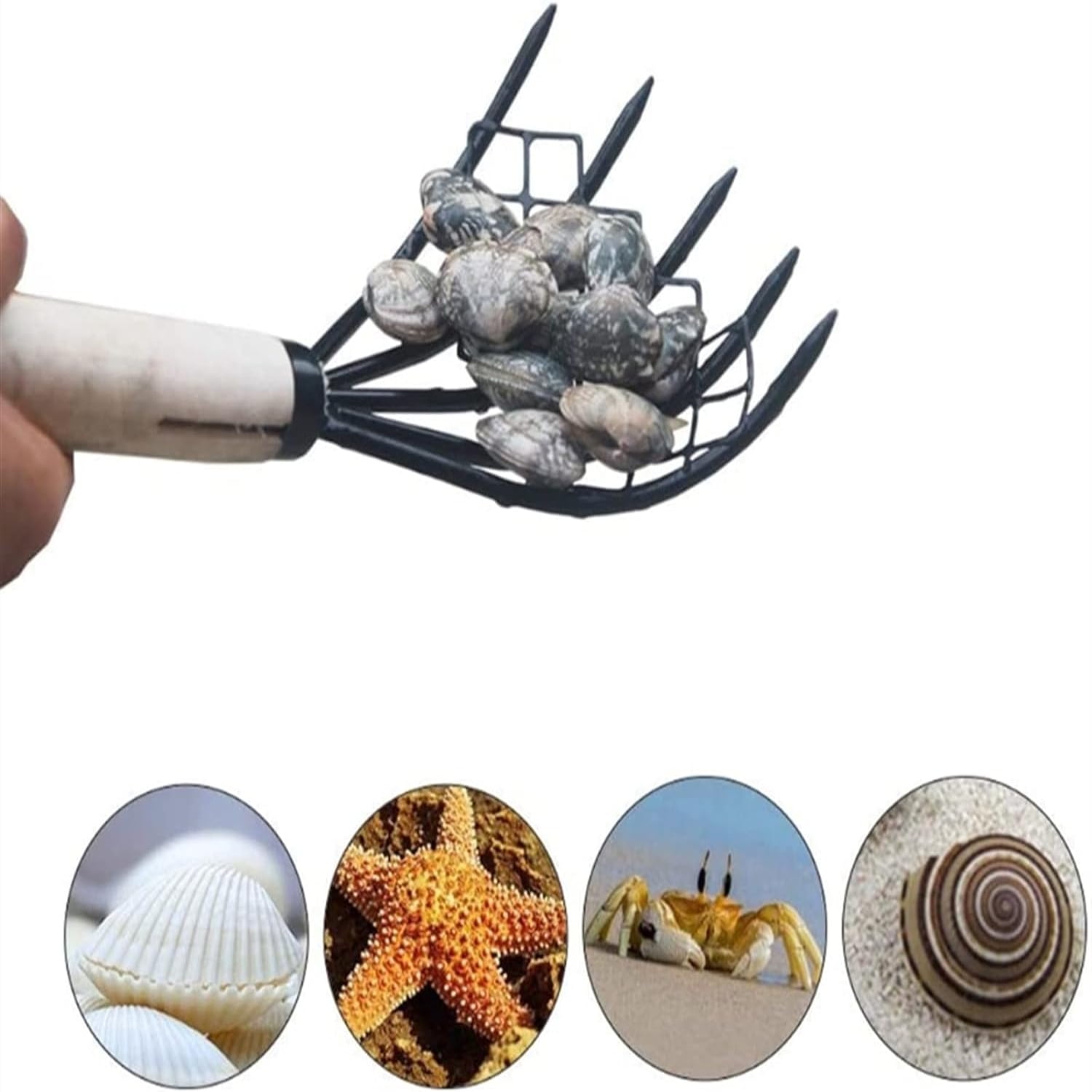 Lightweight Long-Handled Gardening Tools Claw Rake with Mesh Net - 15 ...