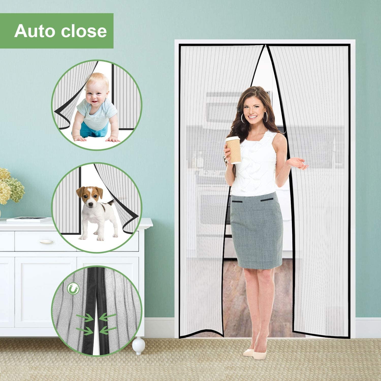 Lightweight Mesh Entry Curtain for Doorways, Simple Installation with ...