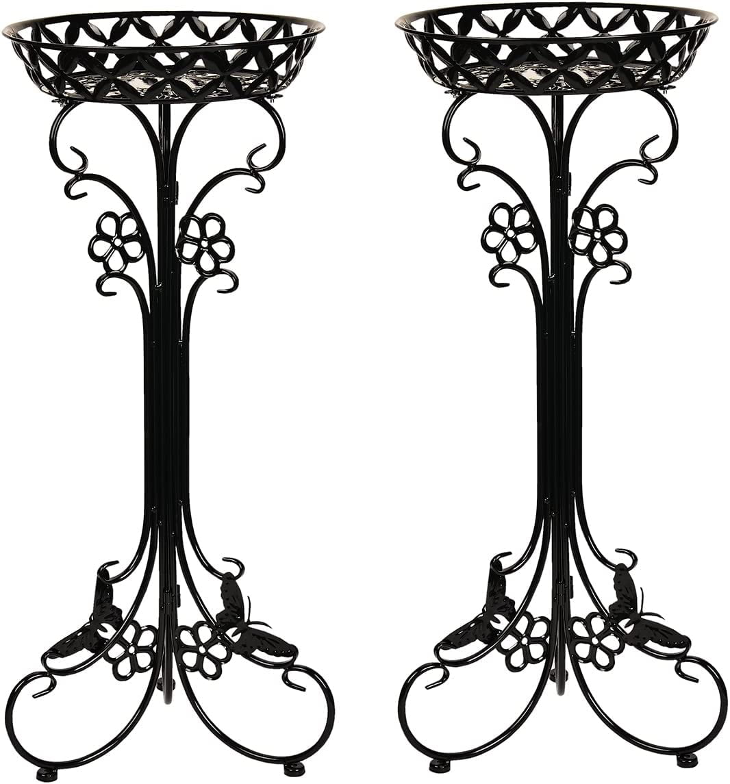 Lightweight Metal Flower Pot Stands - 2 Pack 29.7 Inches Tall Black ...