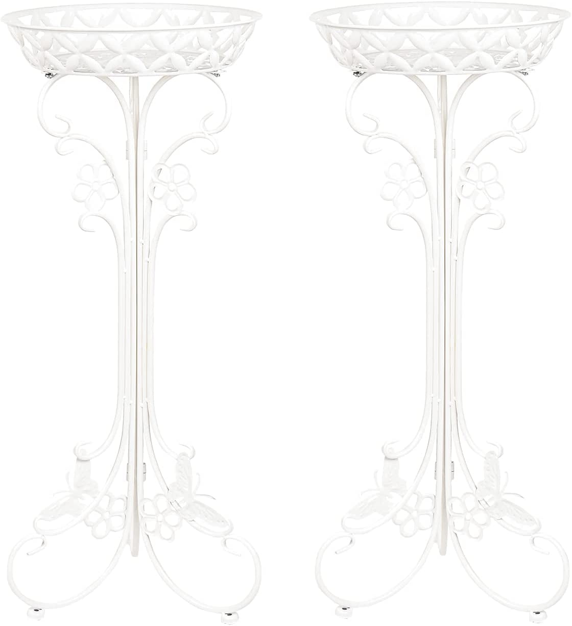 Lightweight Metal Flower Pot Stands - 2 Pack 29.7 Inches Tall White ...