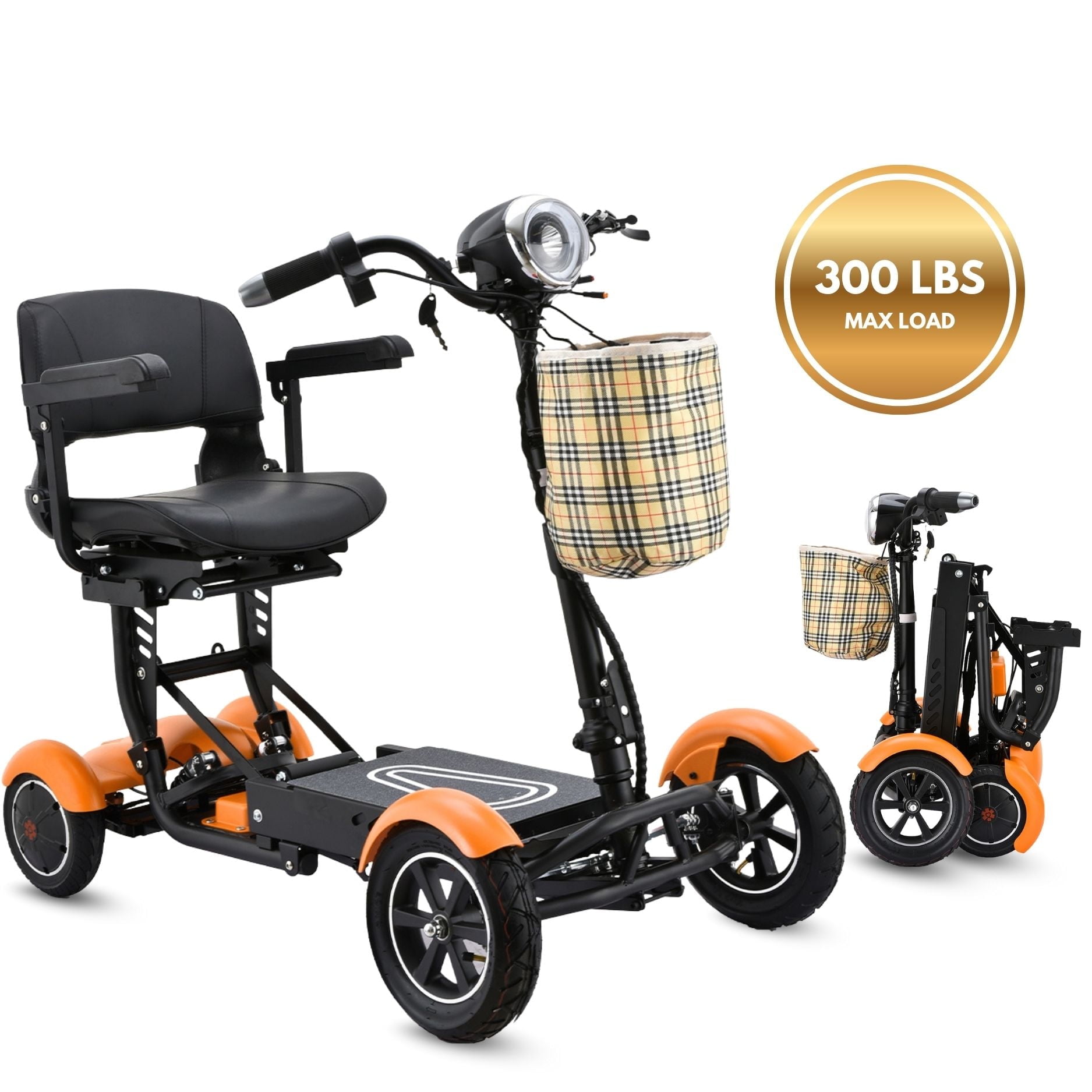 Portable Heavy Duty Foldable Electric Scooter with Large Premium Seat ...