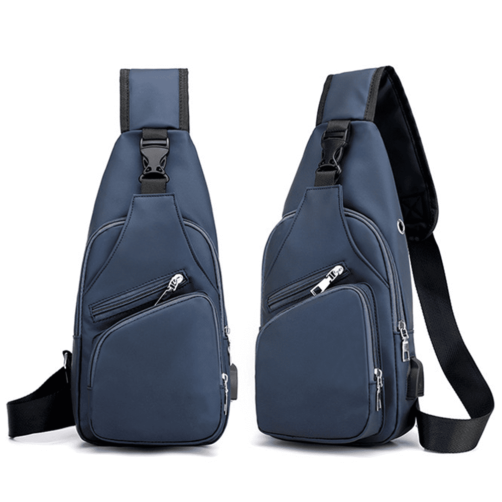 Lightweight Nylon Shoulder Sling Crossbody Travel Bag Backpack with USB ...