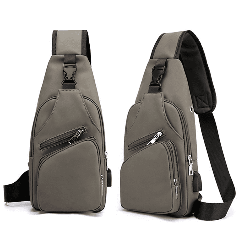 Lightweight Nylon Shoulder Sling Crossbody Travel Bag Backpack with USB ...