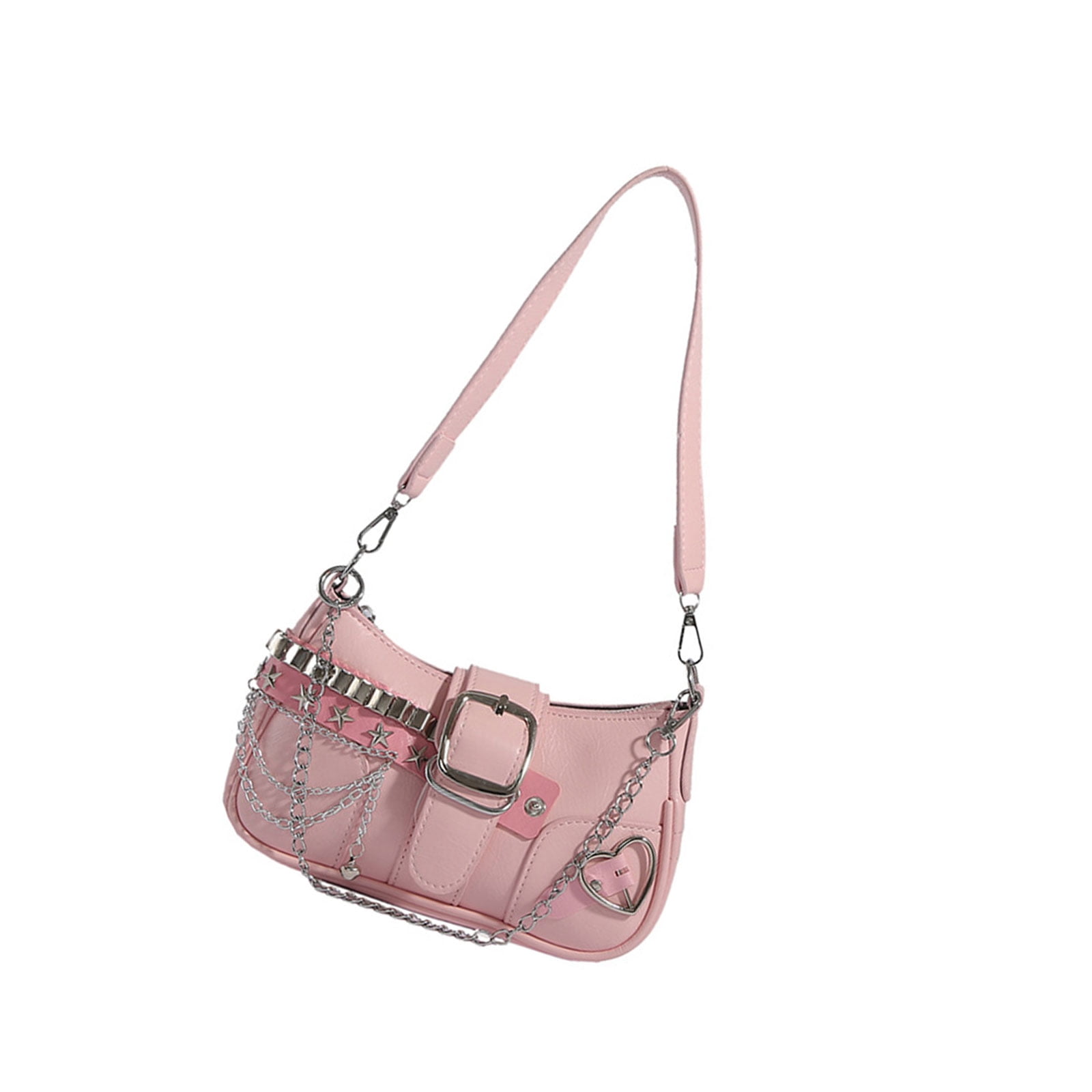 Lightweight PU Leather Shoulder Bag with Chain Strap Casual Underarm ...
