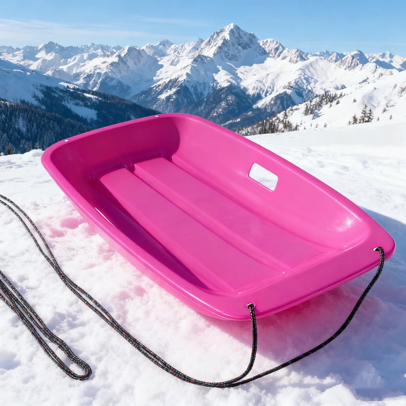Lightweight Pink Snow Sled for Kids, 36in Sled Board with Rope ...