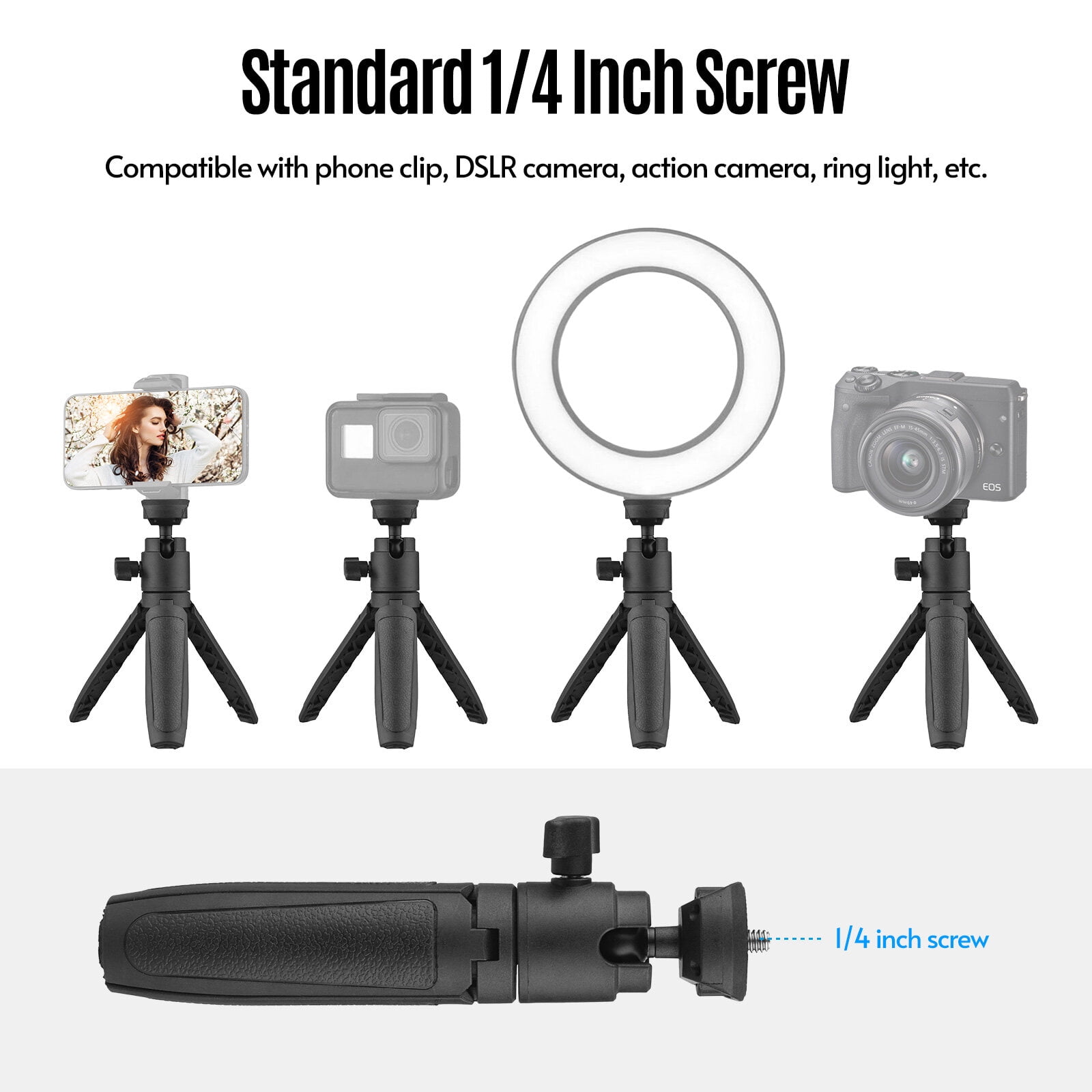 Lightweight Portable Mini Tripod Extendable Tripod Stand Handle Grip ...