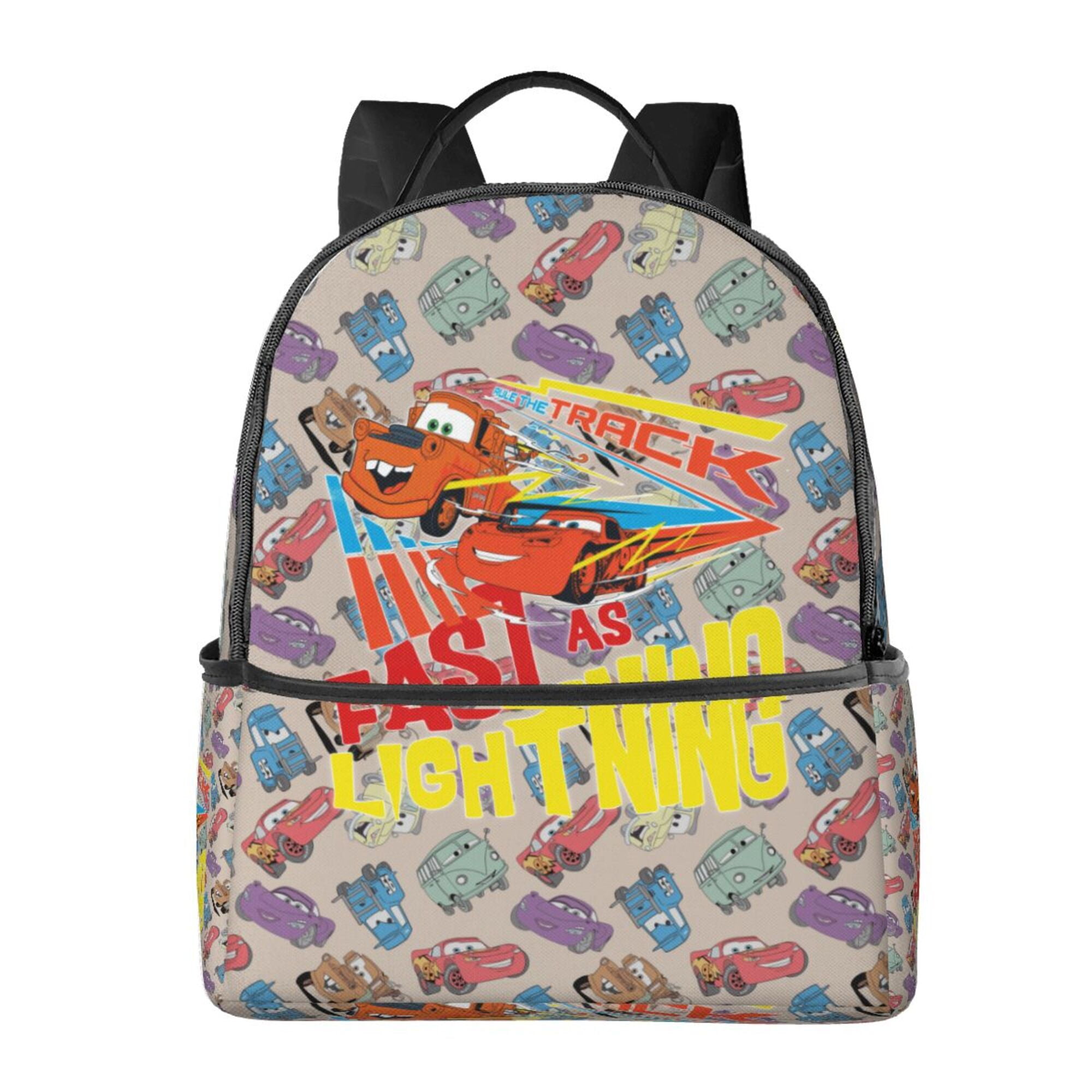 Lightweight Rule The Track Light-ning Mc-queen Backpack, Ergonomic Travel Backpack with 9 ...