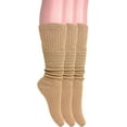 Lightweight Slouch Knee High Socks 3 Pairs Shoe Size 5-10 (Beige ...