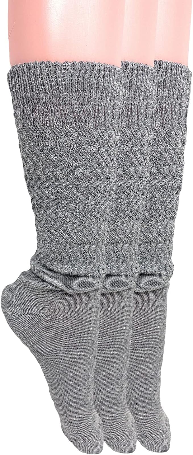 Lightweight Slouch Knee High Socks 3 Pairs Shoe Size 5-10 (Gray ...