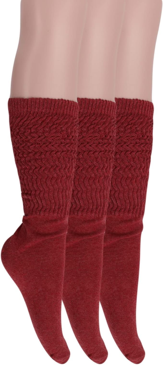 Lightweight Slouch Knee High Socks 3 Pairs Shoe Size 5-10 (Hibiscus ...