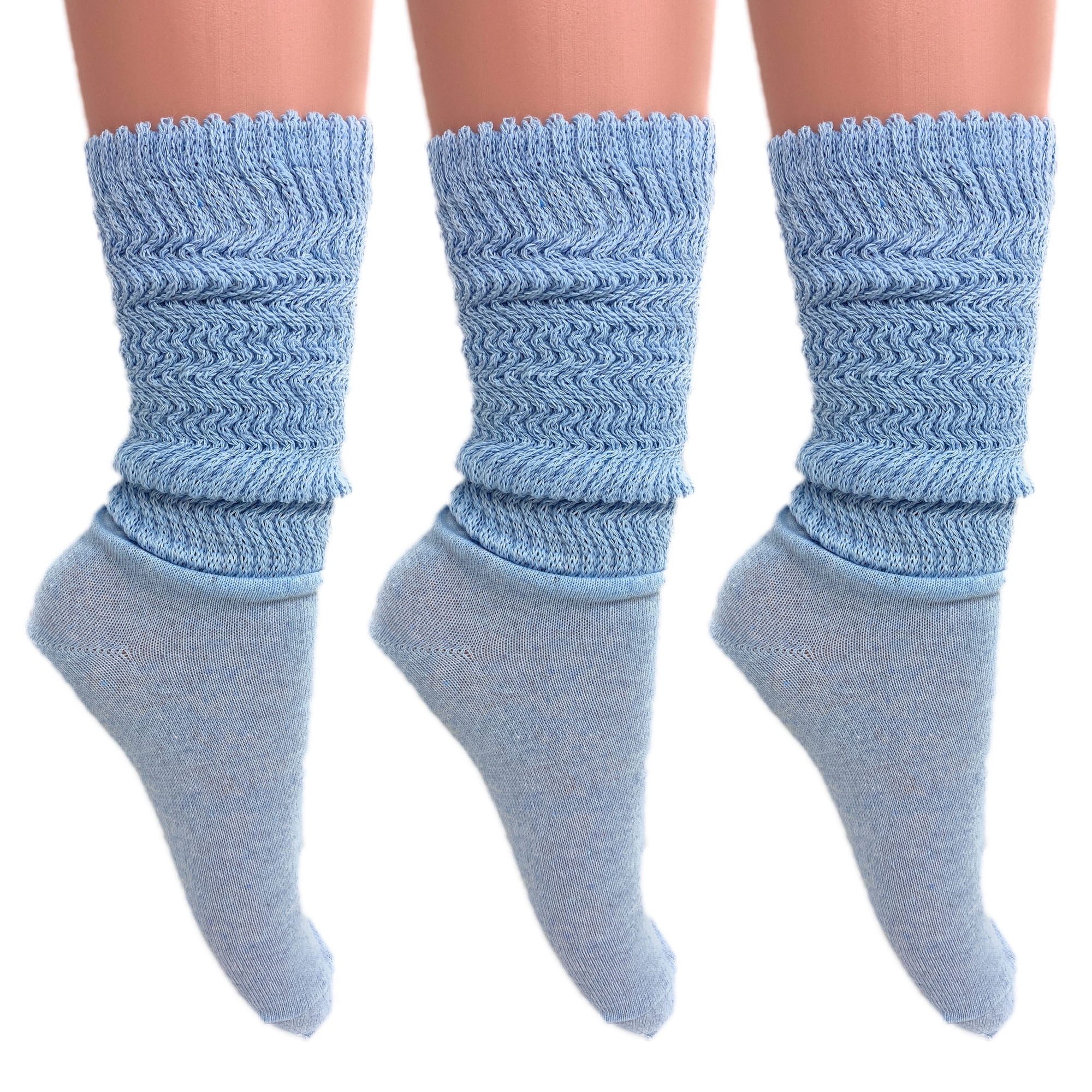 Lightweight Slouch Socks for Women Extra Thin Light Blue Cotton Socks 3 ...