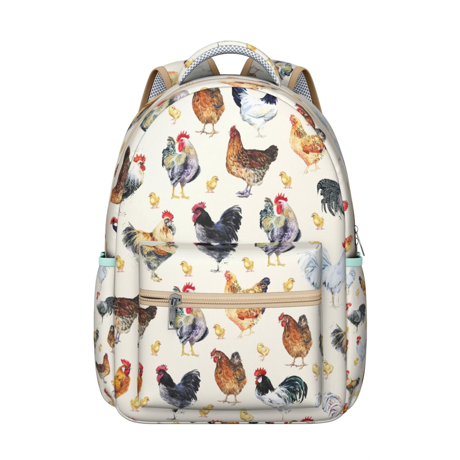Lightweight Small Backpack Featuring Cartoon Chicken and Hen Designs ...