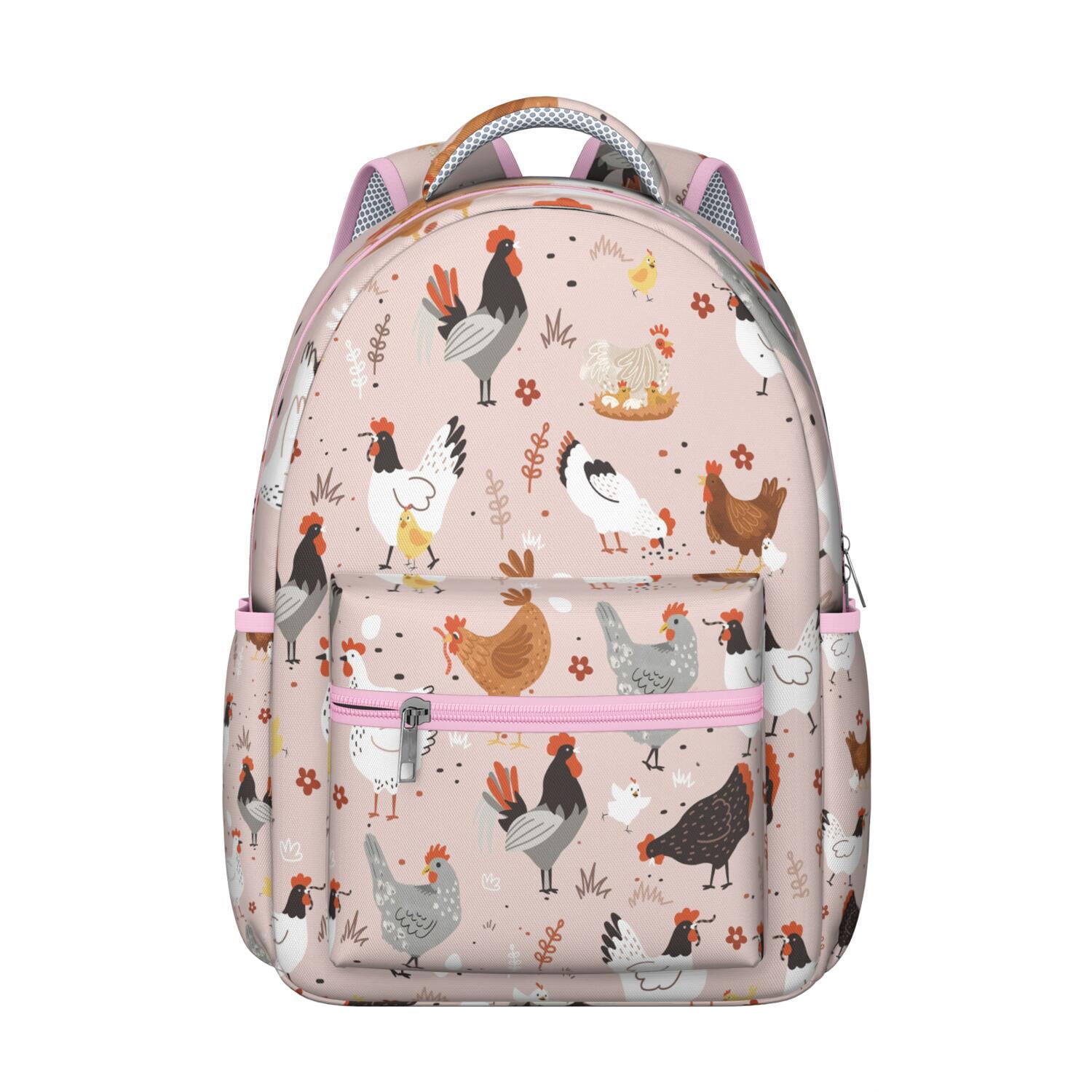 Lightweight Small Backpack Featuring Farmhouse Chickens and Eggs, Cute ...