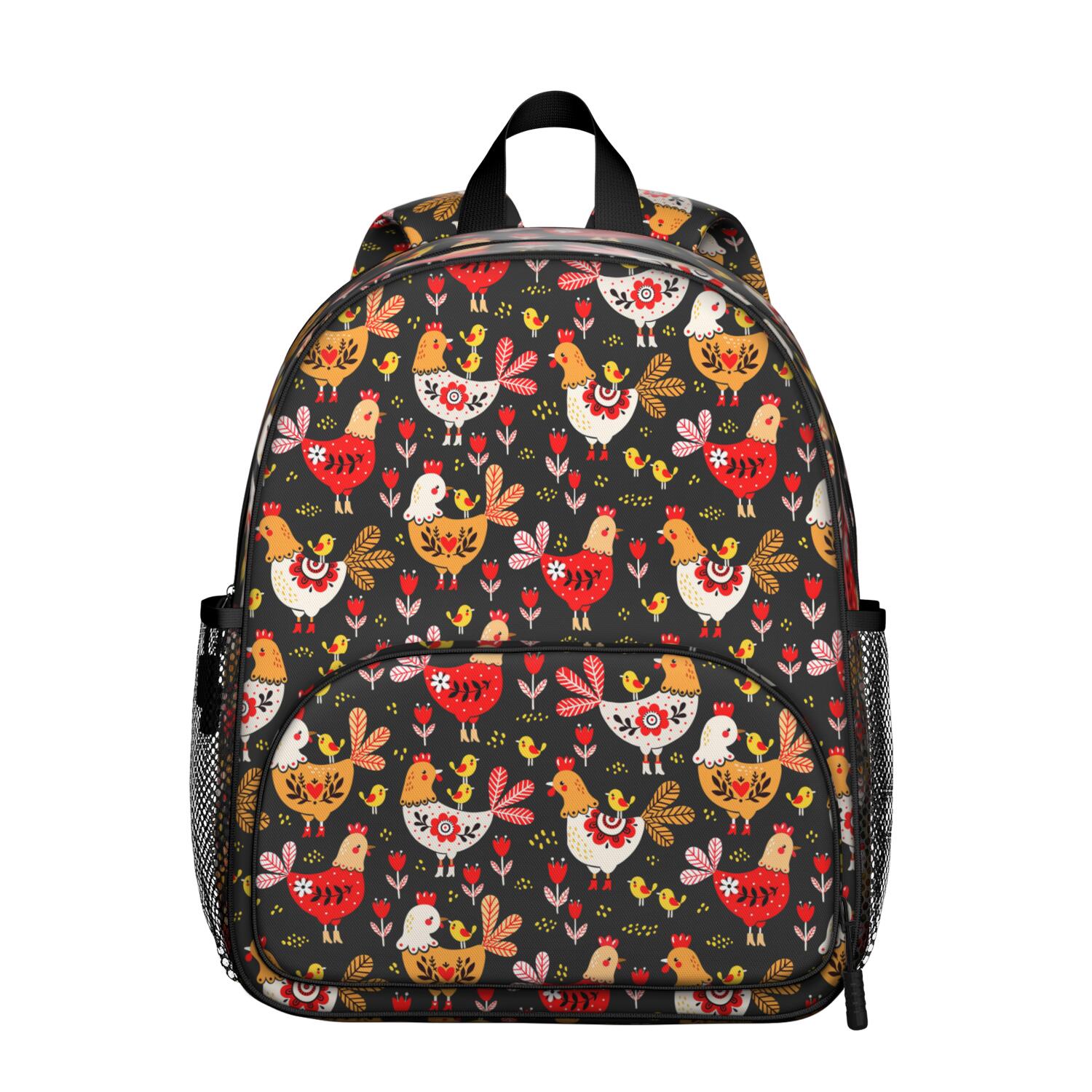 Lightweight Small Backpack Featuring Rustic Hen and Rooster Design ...