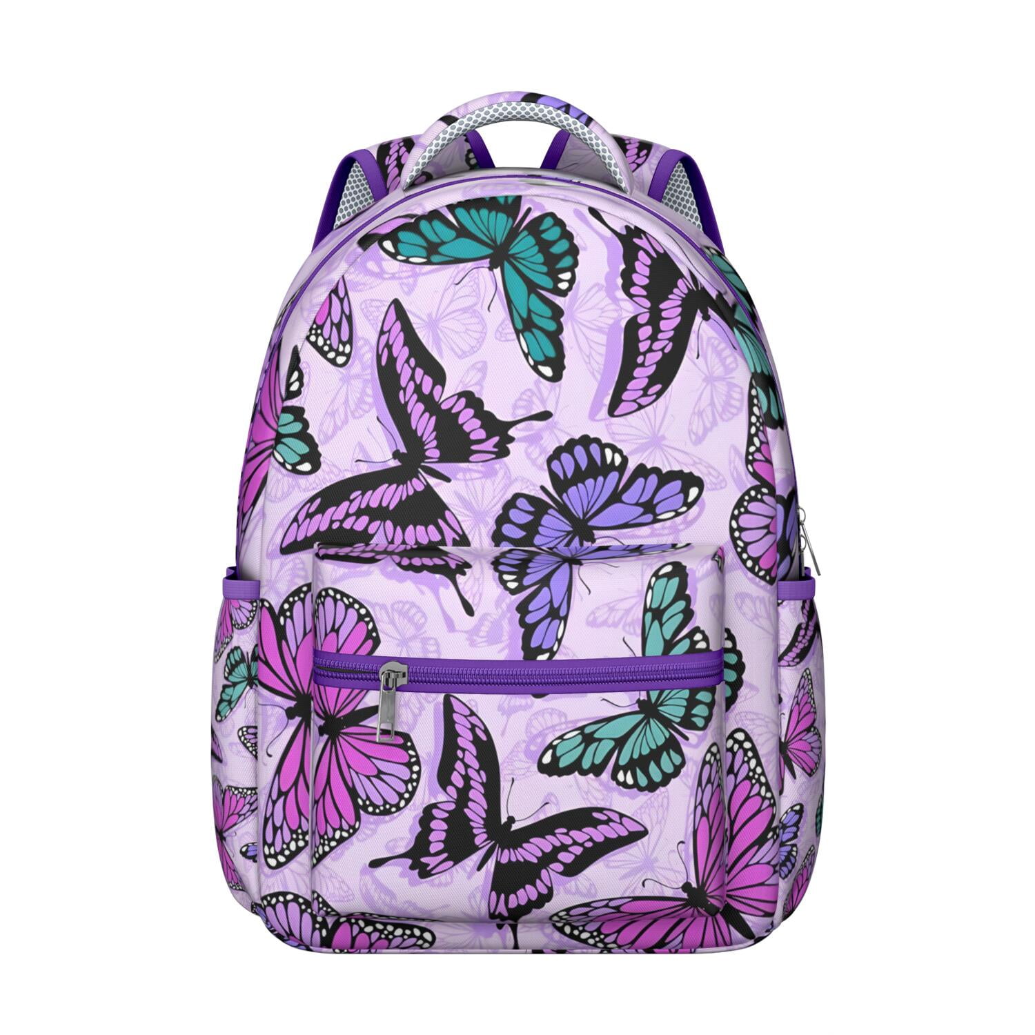 Lightweight Small Backpack for School with Cute Butterfly and Floral ...
