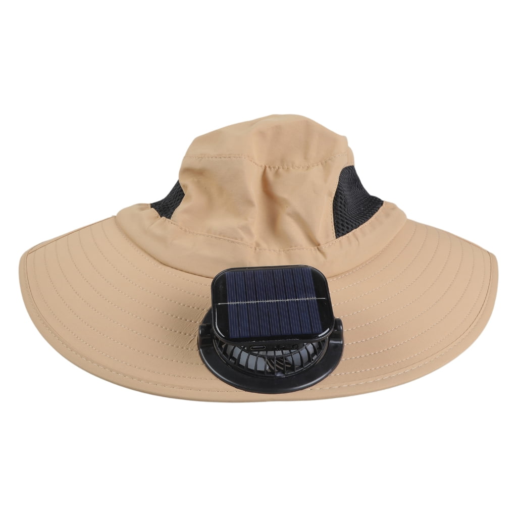 Lightweight Solar Operated Hat Adjustable Chin Straps Sun Blocking ...