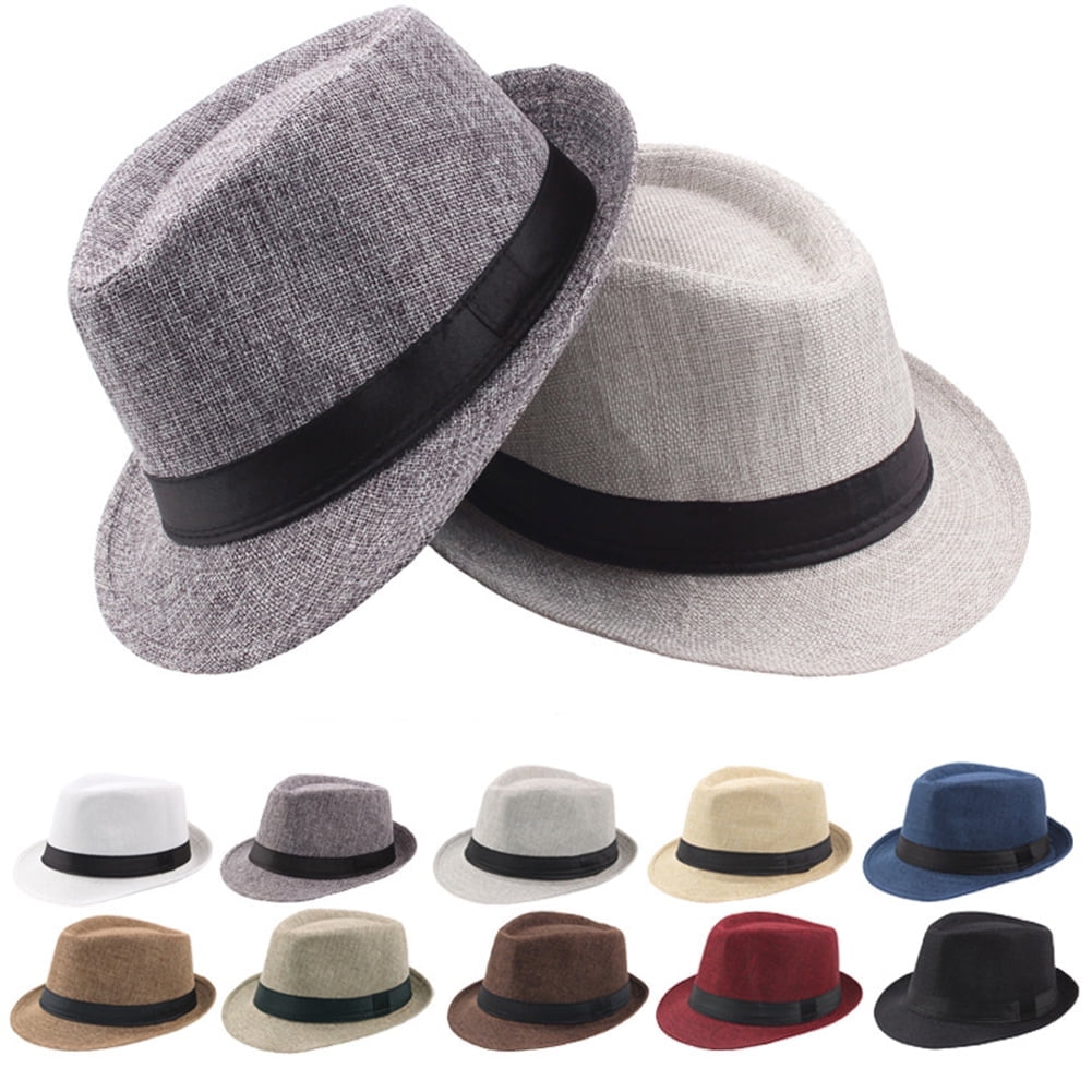 Lightweight Solid Color Wide Brim Fedora Felt Band Braided Panama ...