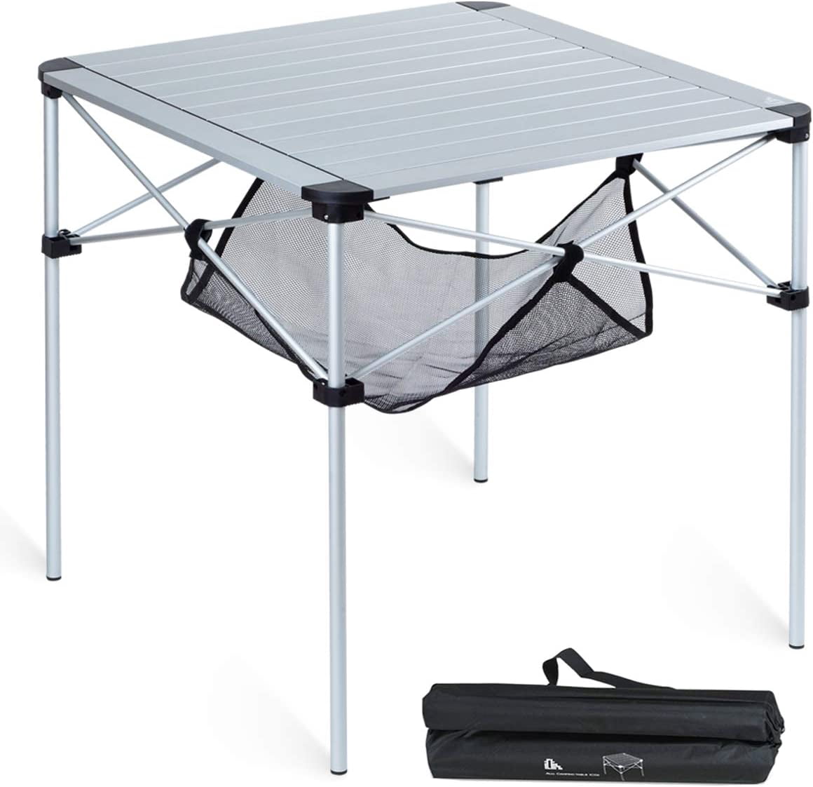 Lightweight Stable Alu. Folding Square Table Roll Up Top with Carry Bag ...