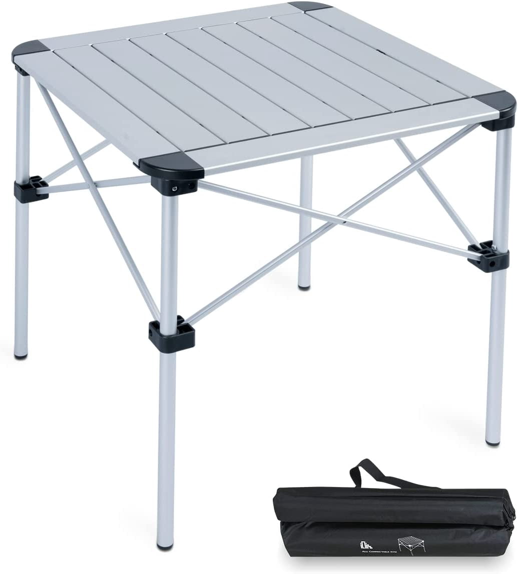 Lightweight Stable Alu. Folding Square Table Roll Up Top with Carry Bag ...