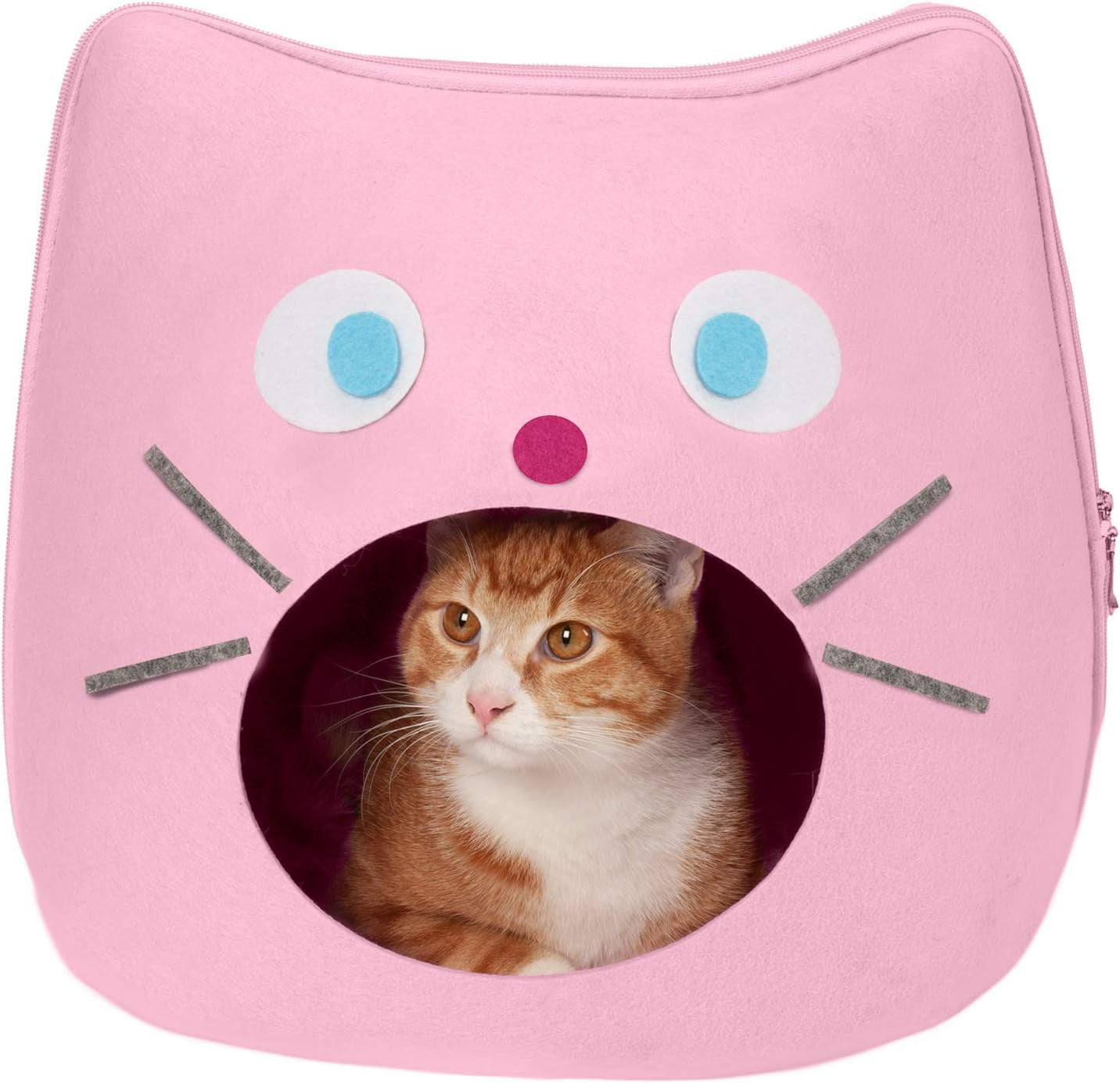 Lightweight & Stackable Cat Cave for Indoor Cats - Cat Shaped Face Felt ...