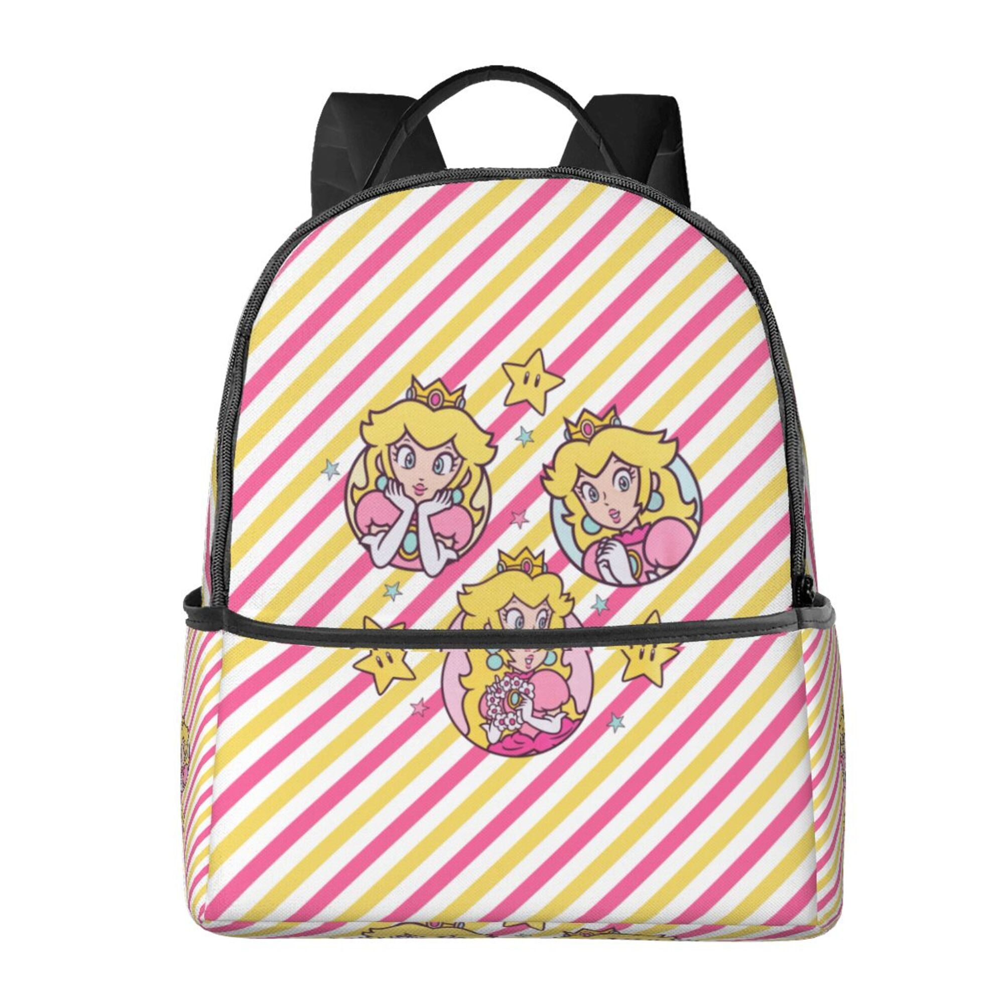 Lightweight Stripes Su-per Ma-rio Princess Peach Backpack, Ergonomic ...