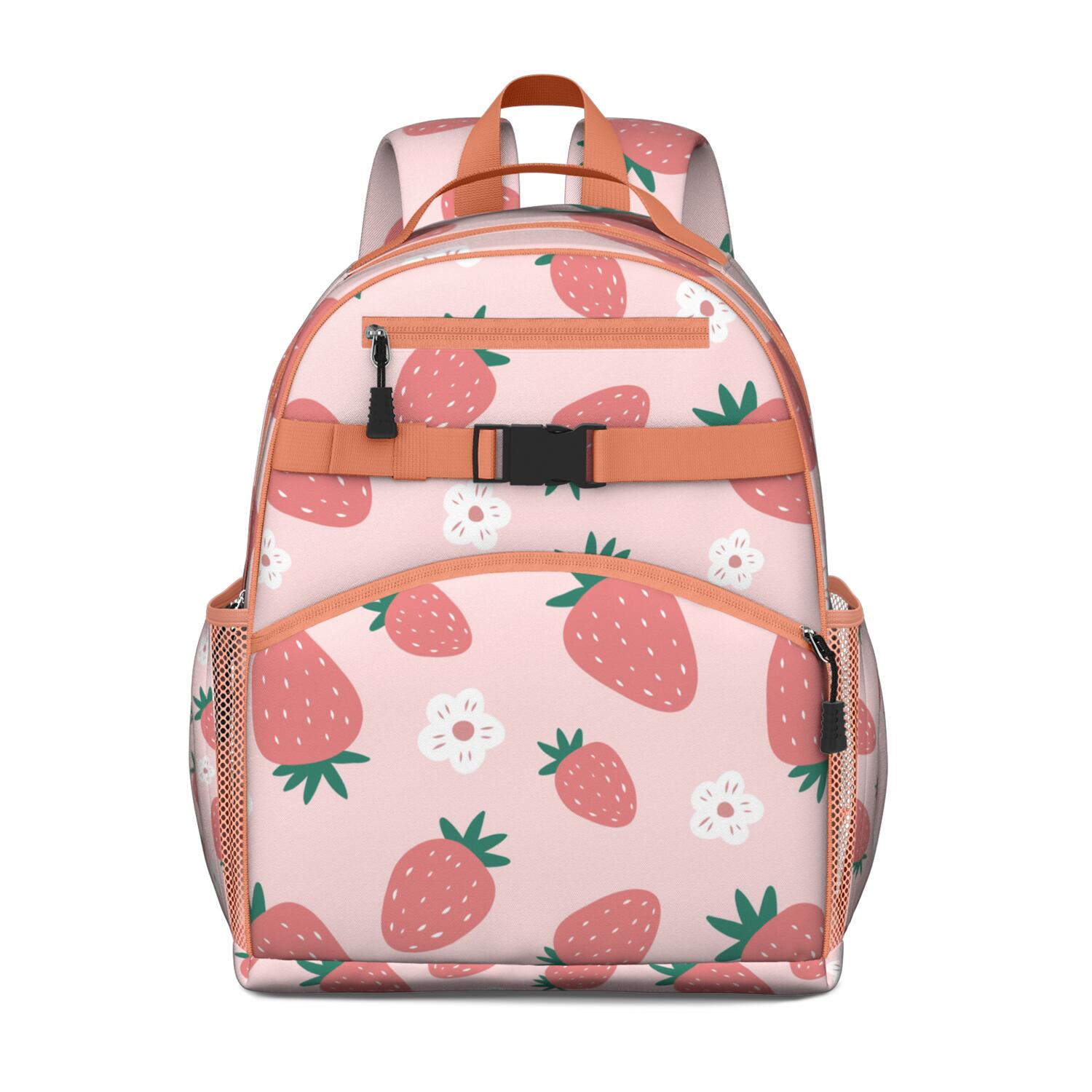 Lightweight Student Backpack with Fresh Strawberry and Berry Patterns ...