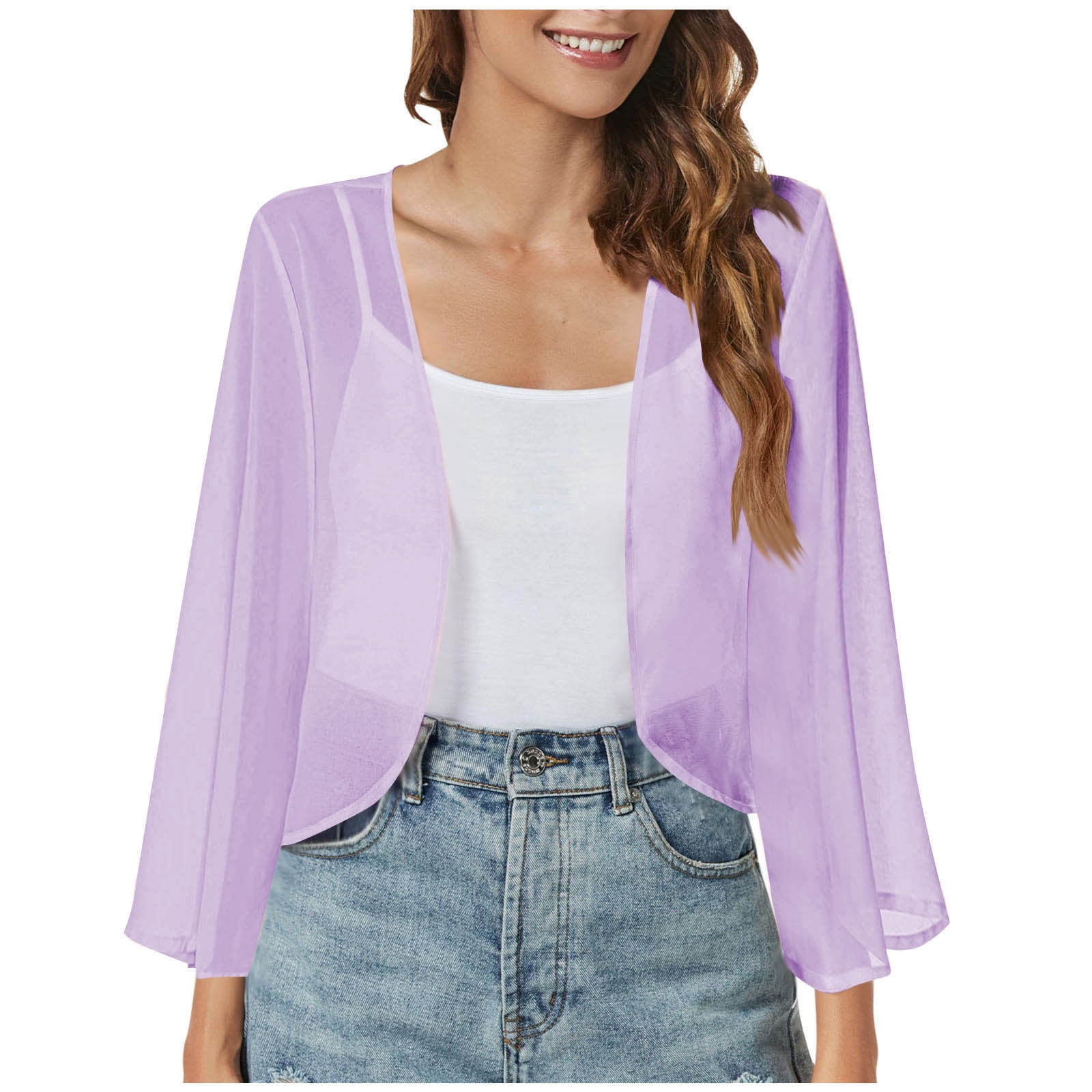 Lightweight Summer Cardigan for Women 2025 3/4 Sleeve Kimono Boho ...