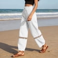 Lightweight Summer Pants For Women Cotton And Linen Splice Lace With ...