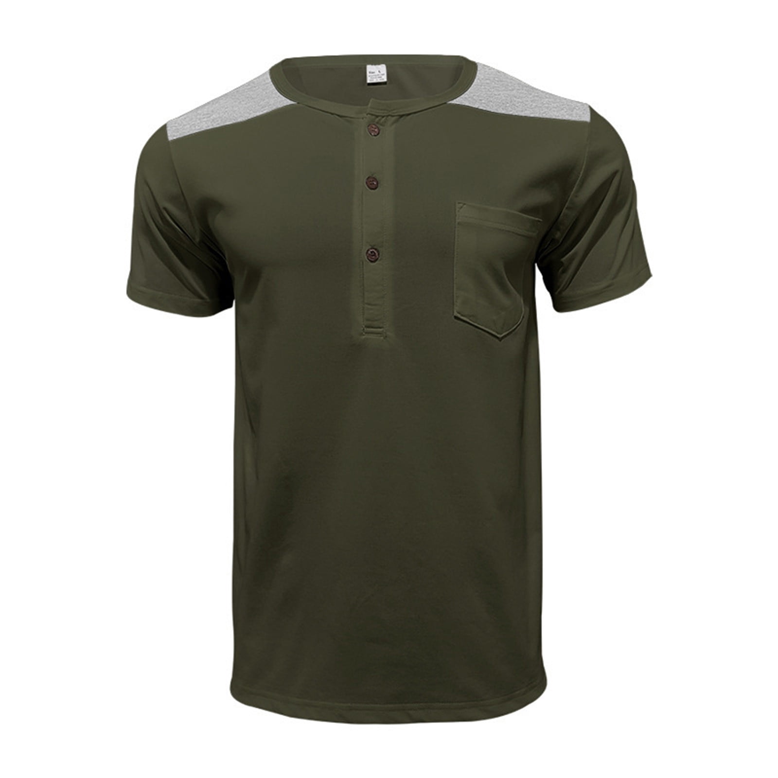 Lightweight T Shirts for Men with Pocket Short Sleeve Button Crewneck ...