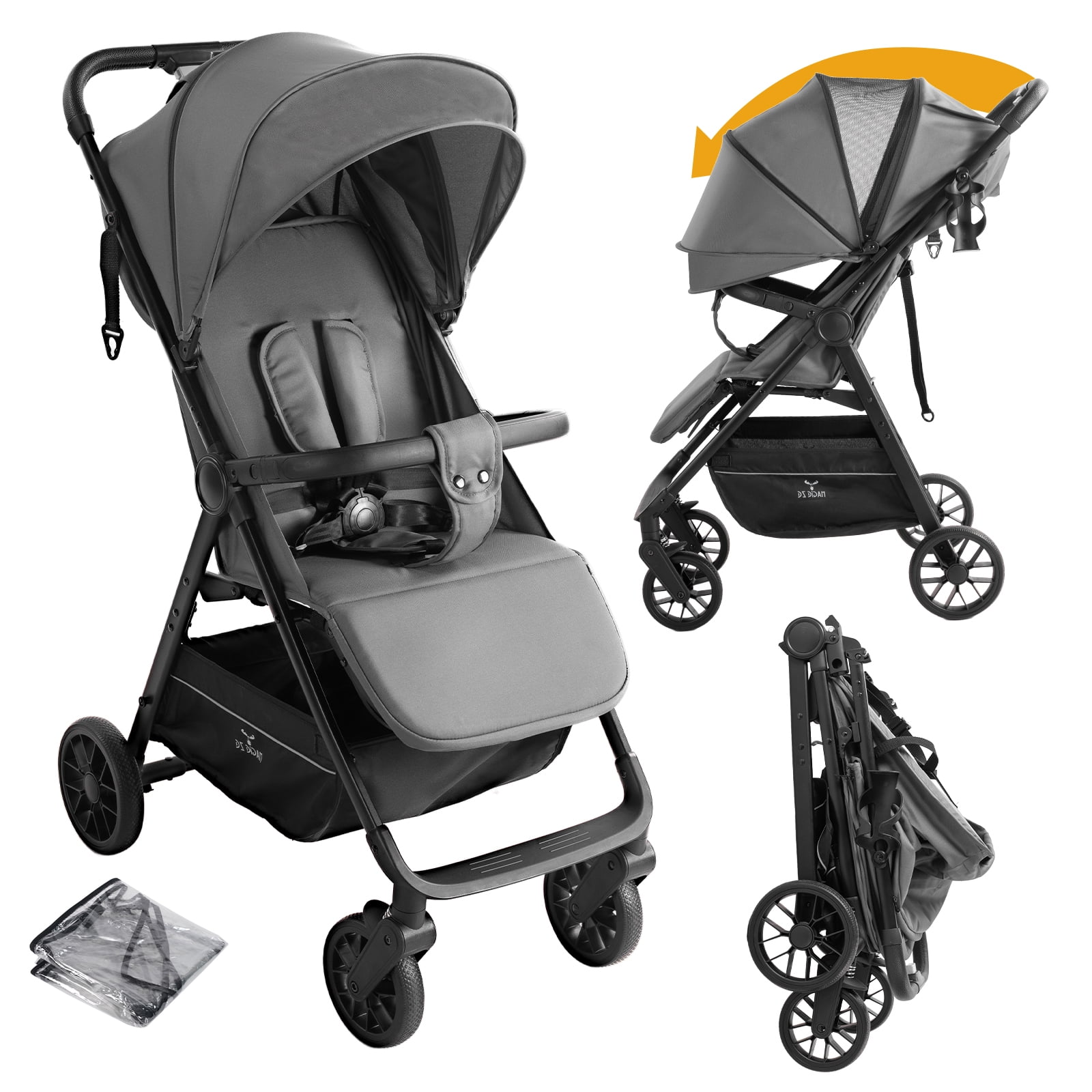Lightweight Travel Baby Stroller, Fold Infant Pushchair & Pram for 0-3 ...