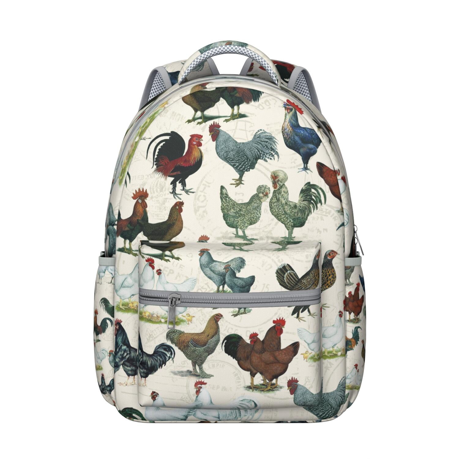 Lightweight Travel Backpack Featuring Cartoon Chicken and Hen Prints ...