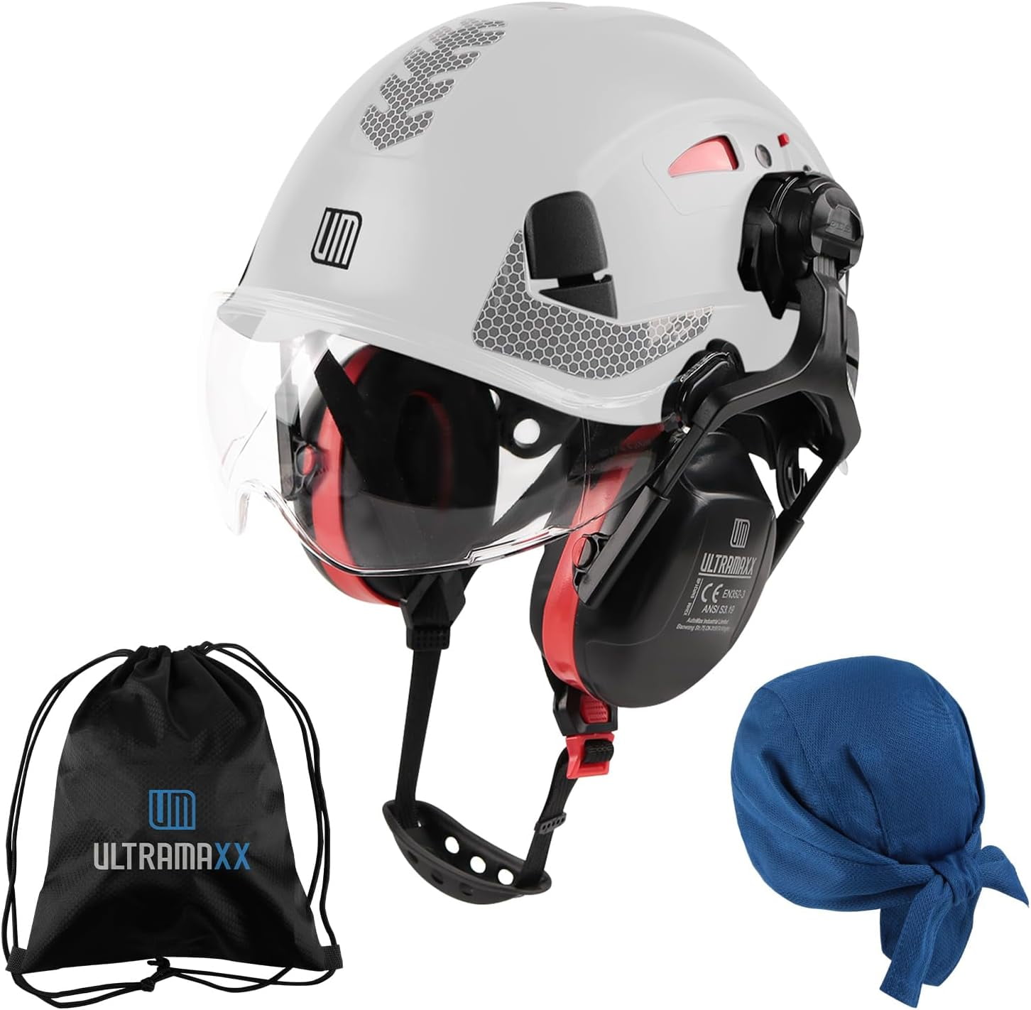 Lightweight Vented Work Helmet Kits with Safety Helmet Hard Hat and Ear ...