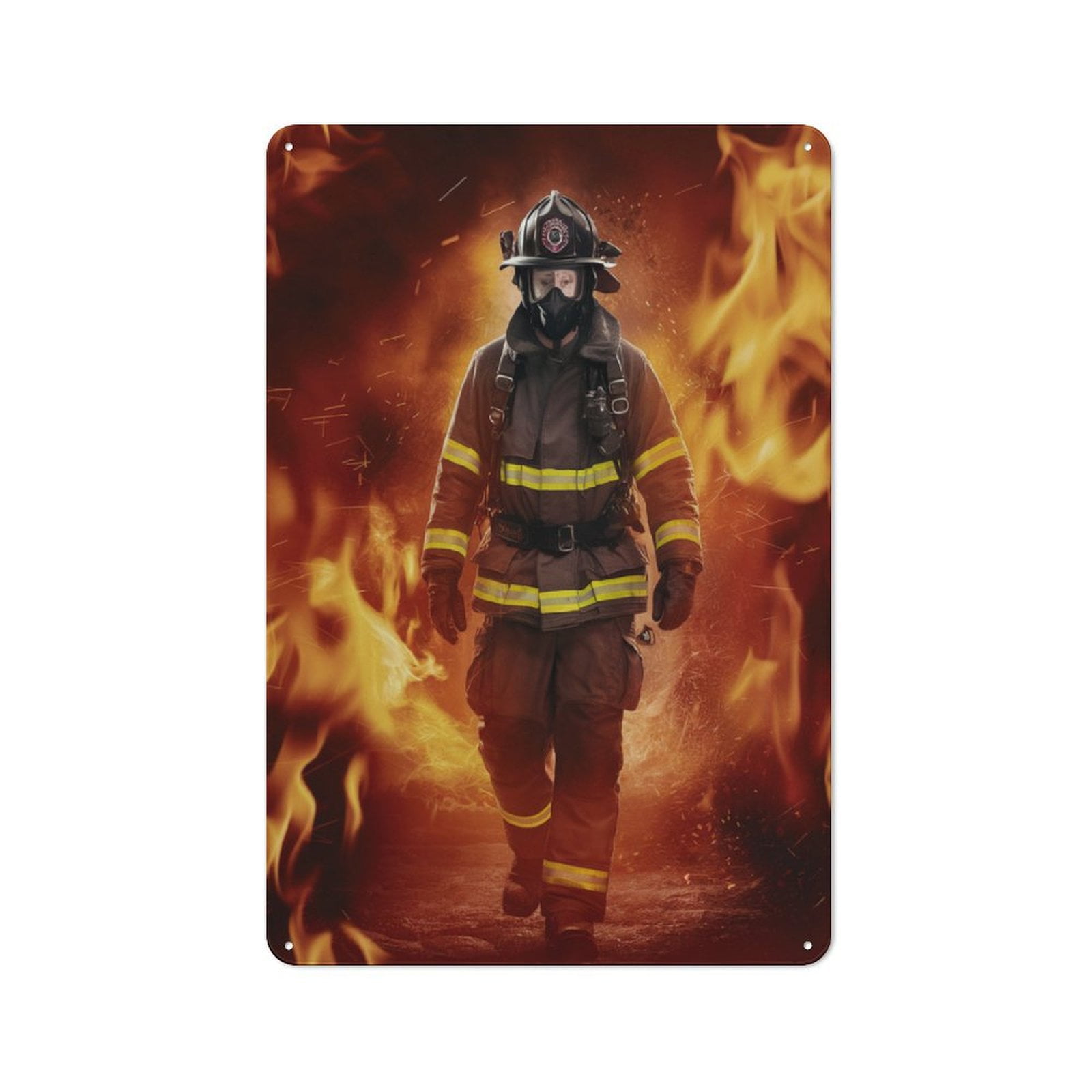 Lightweight Vintage Firefighter Hero Design Metal Tin Sign - Durable ...